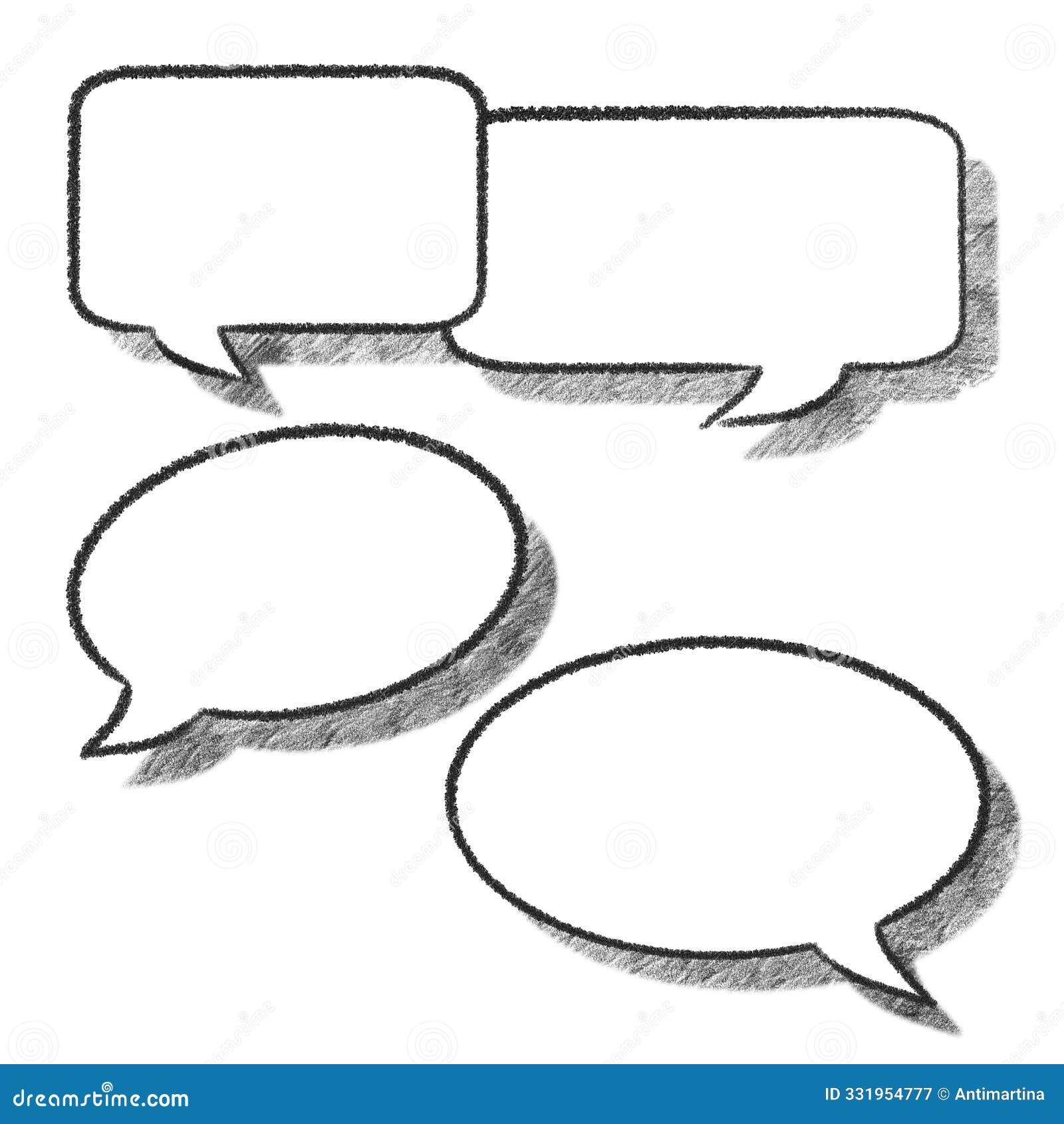 Illustration of a Collection of Comic Style Speech Bubbles Drawn in ...