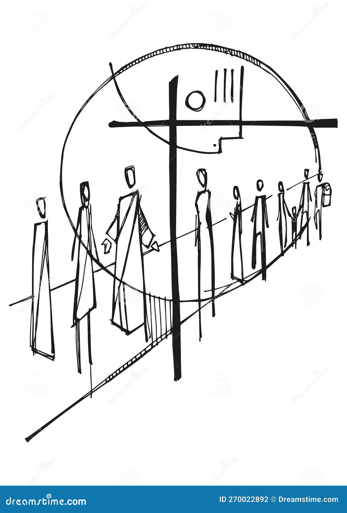 Christian Community, Meeting, Crowd Of People Around The Cross Of ...