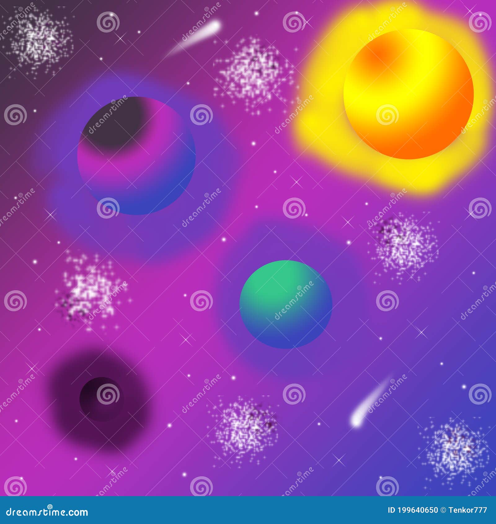 Hand Drawn Illustration the Cosmos. Abstract Planets Stock Illustration ...