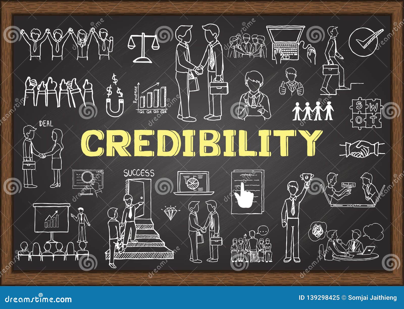 Hand Drawn Illustration about Credibility on Chalkboard.Vector ...