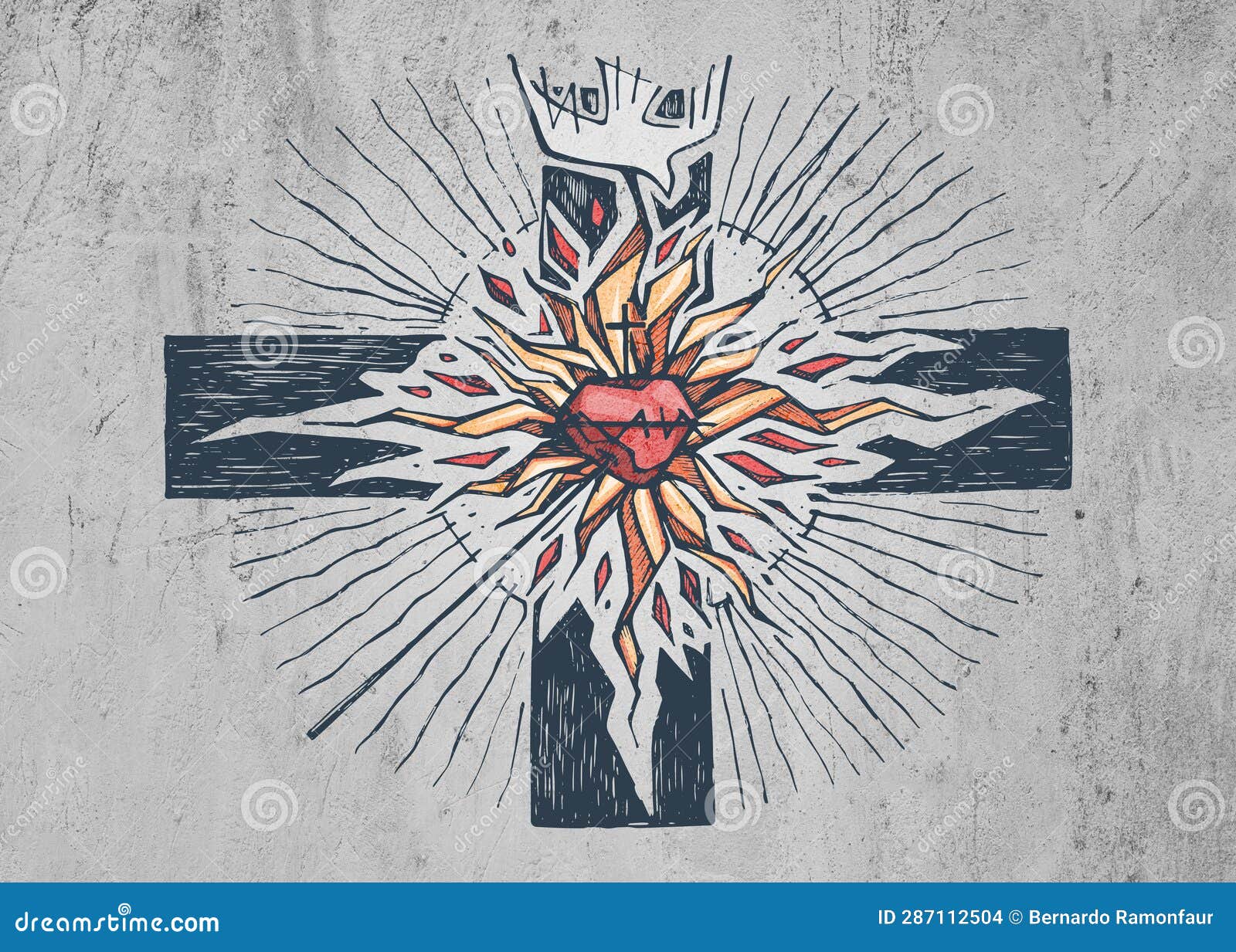 Hand Drawn Illustration of Cross of the Apostolate Stock Illustration ...