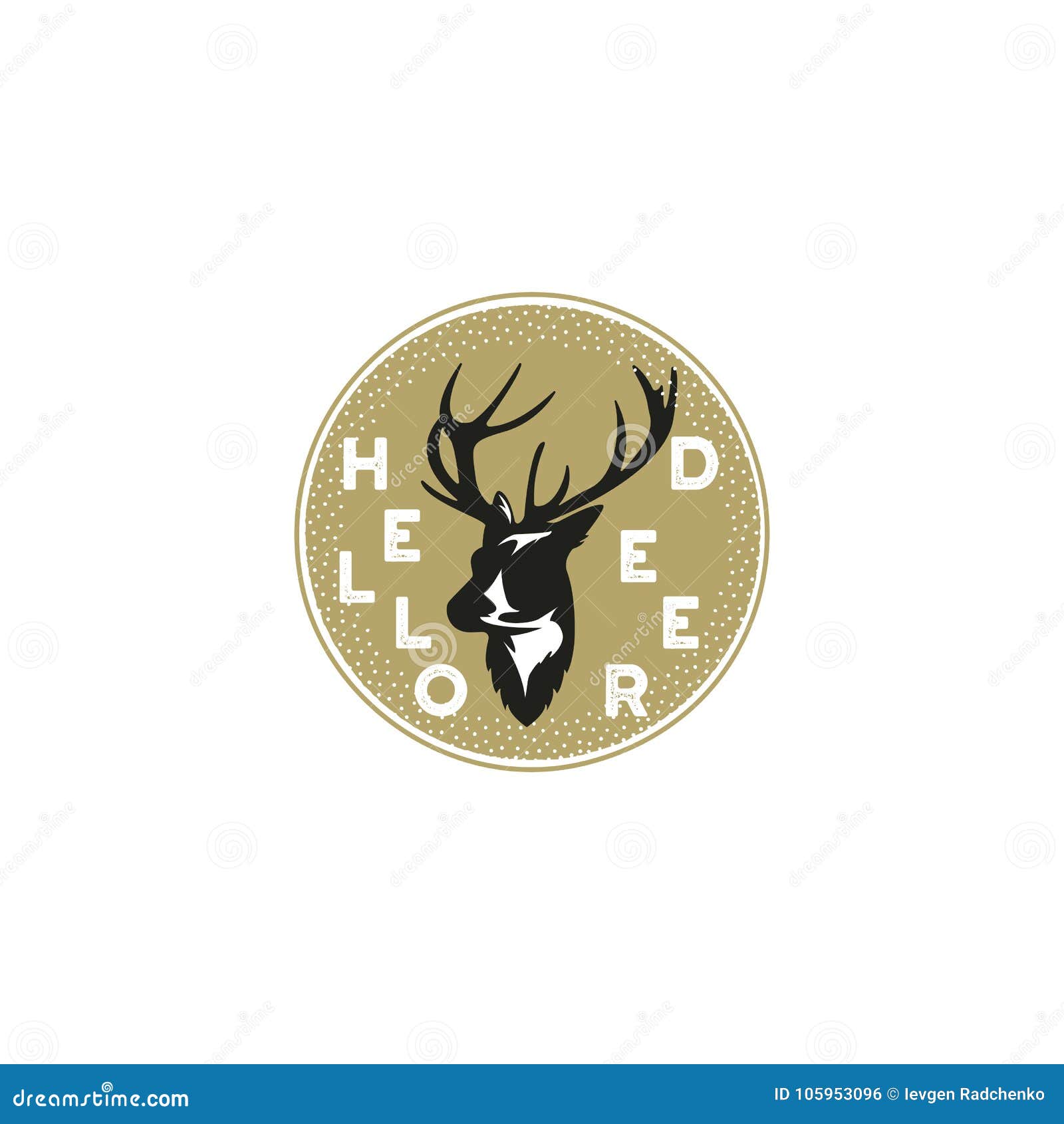 Hand Drawn Illustration with a Deer and Typography Elements. Hello Deer ...