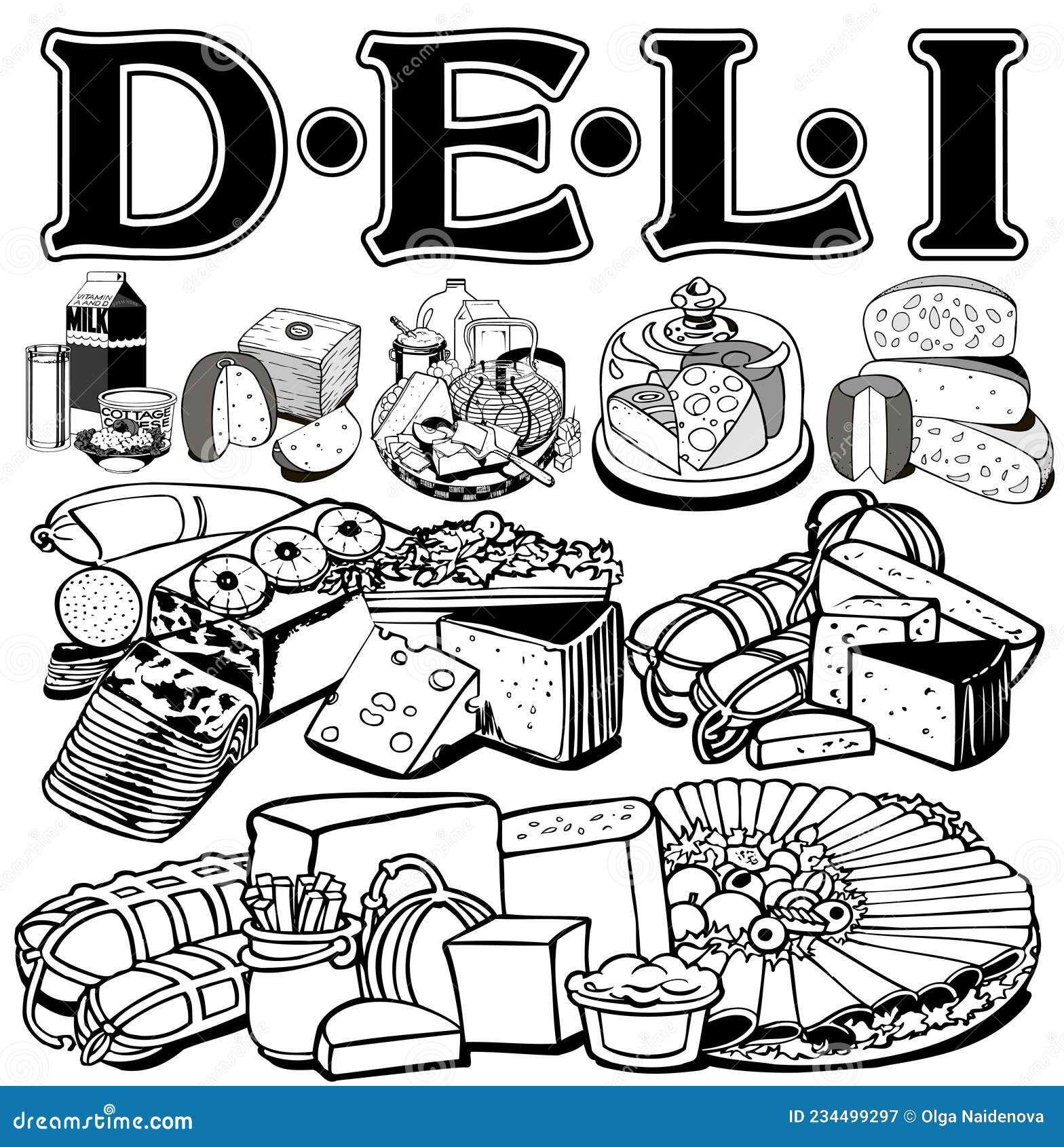Hand Drawn Illustration Deli Food Set Cartoon Vector | CartoonDealer ...