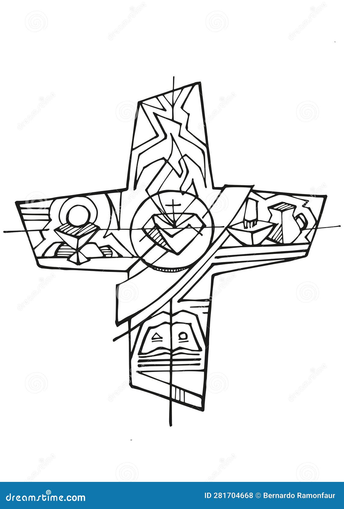 Hand Drawn Illustration of a Diaconal Cross Stock Vector - Illustration ...