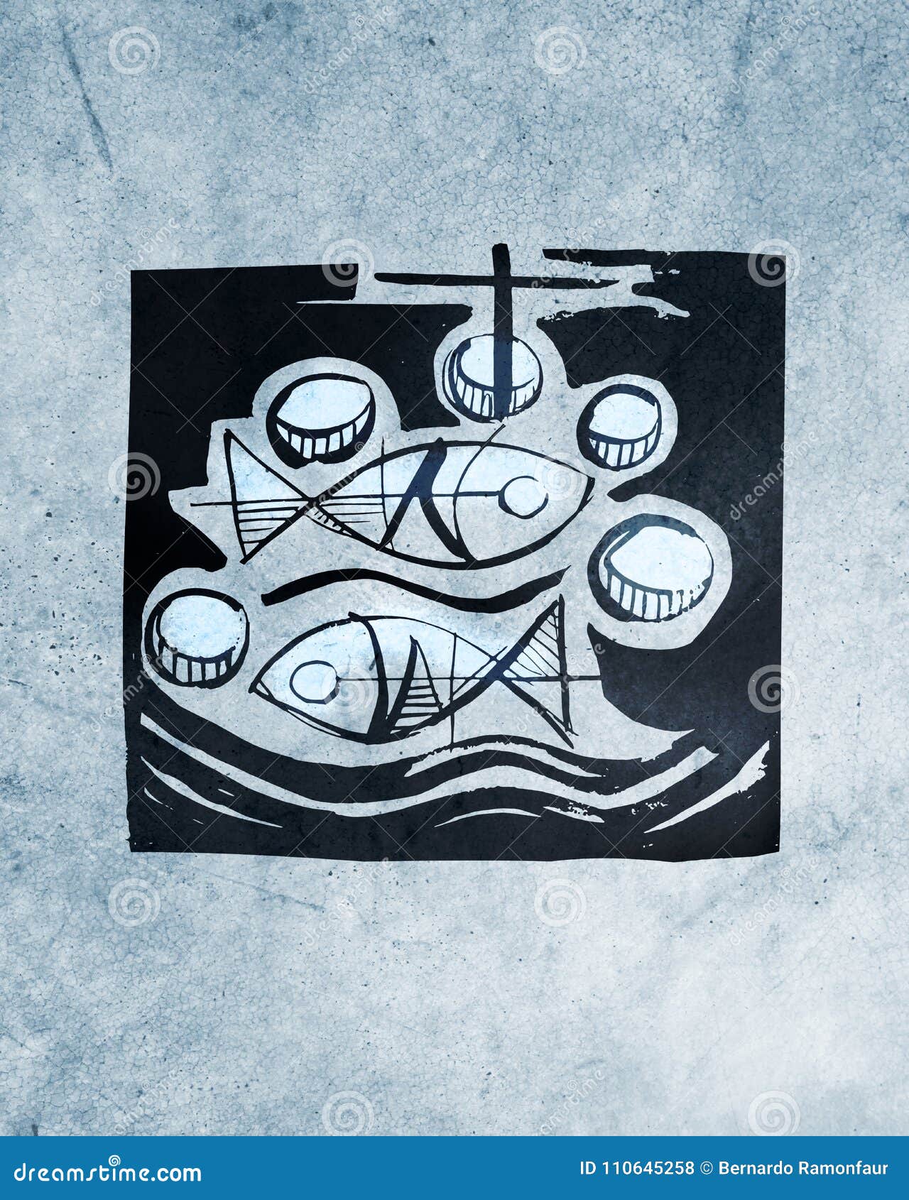 Five Bread and Two Fish Illustration Stock Illustration - Illustration ...