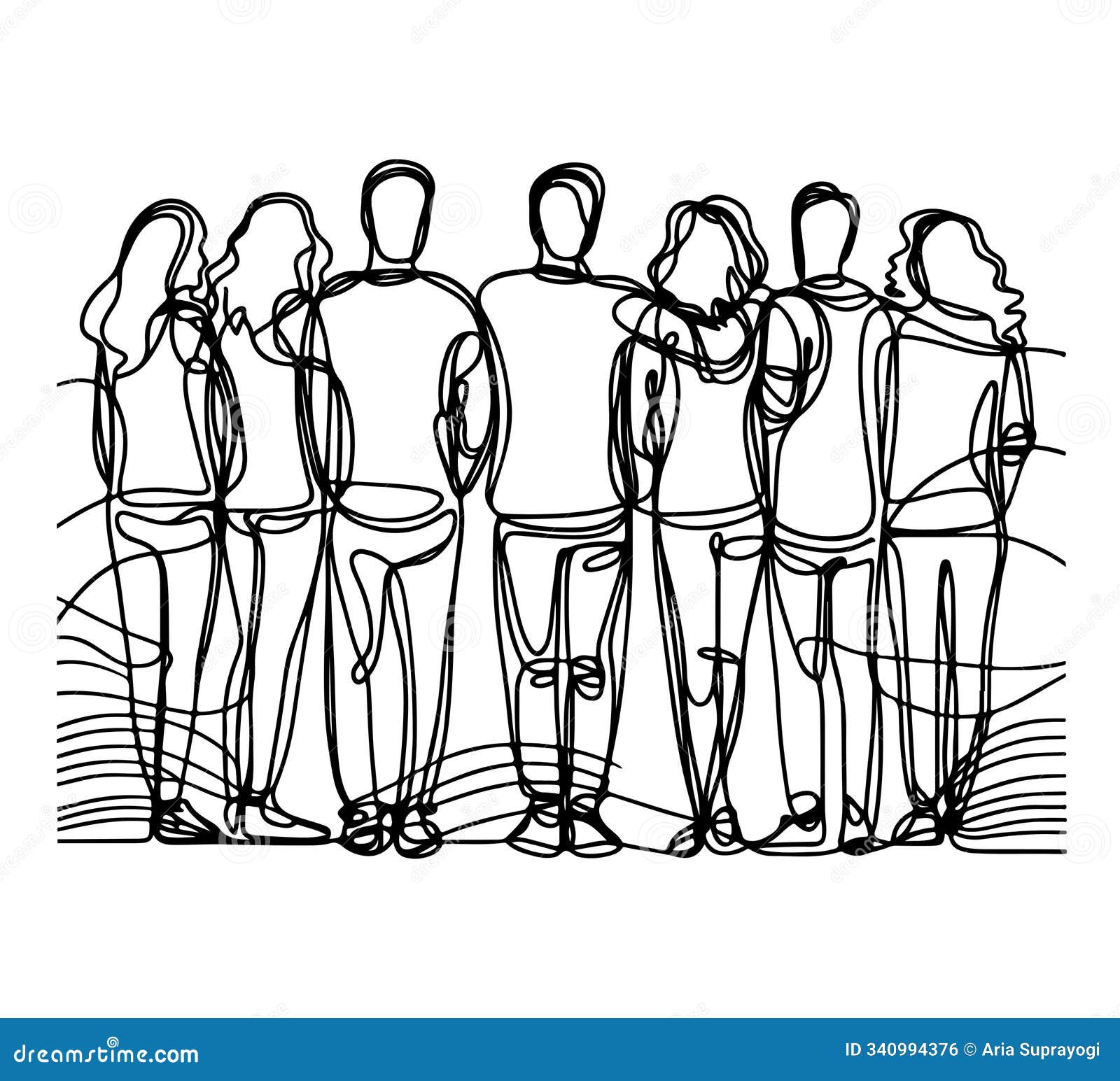 Group of Friend Continuous Line Drawing Vector Stock Illustration ...