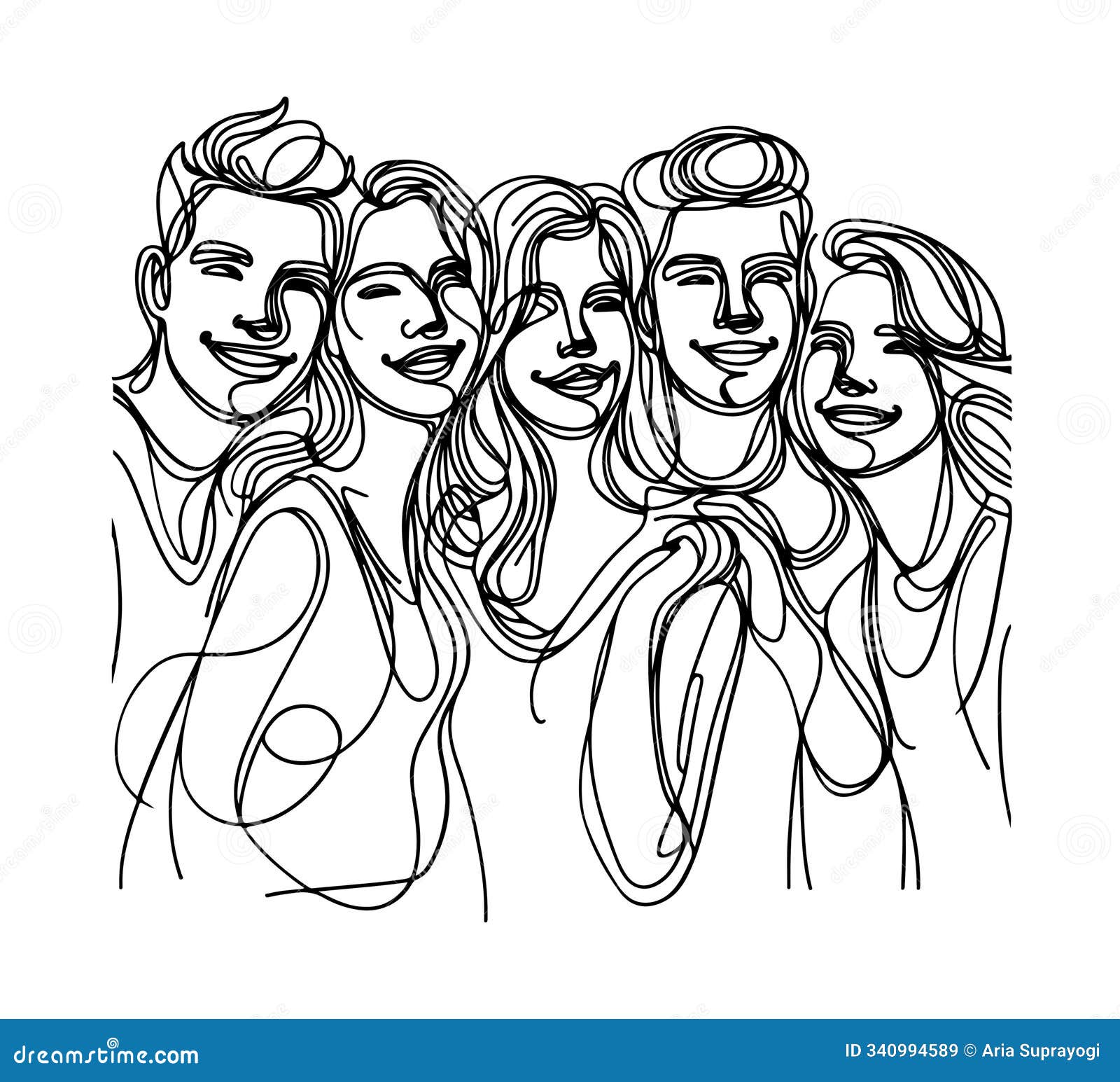Group of Friend Continuous Line Drawing Vector Stock Illustration ...
