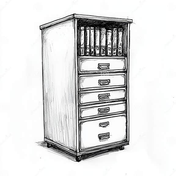 Hand-drawn Illustration of a Filing Cabinet with Drawers Stock ...