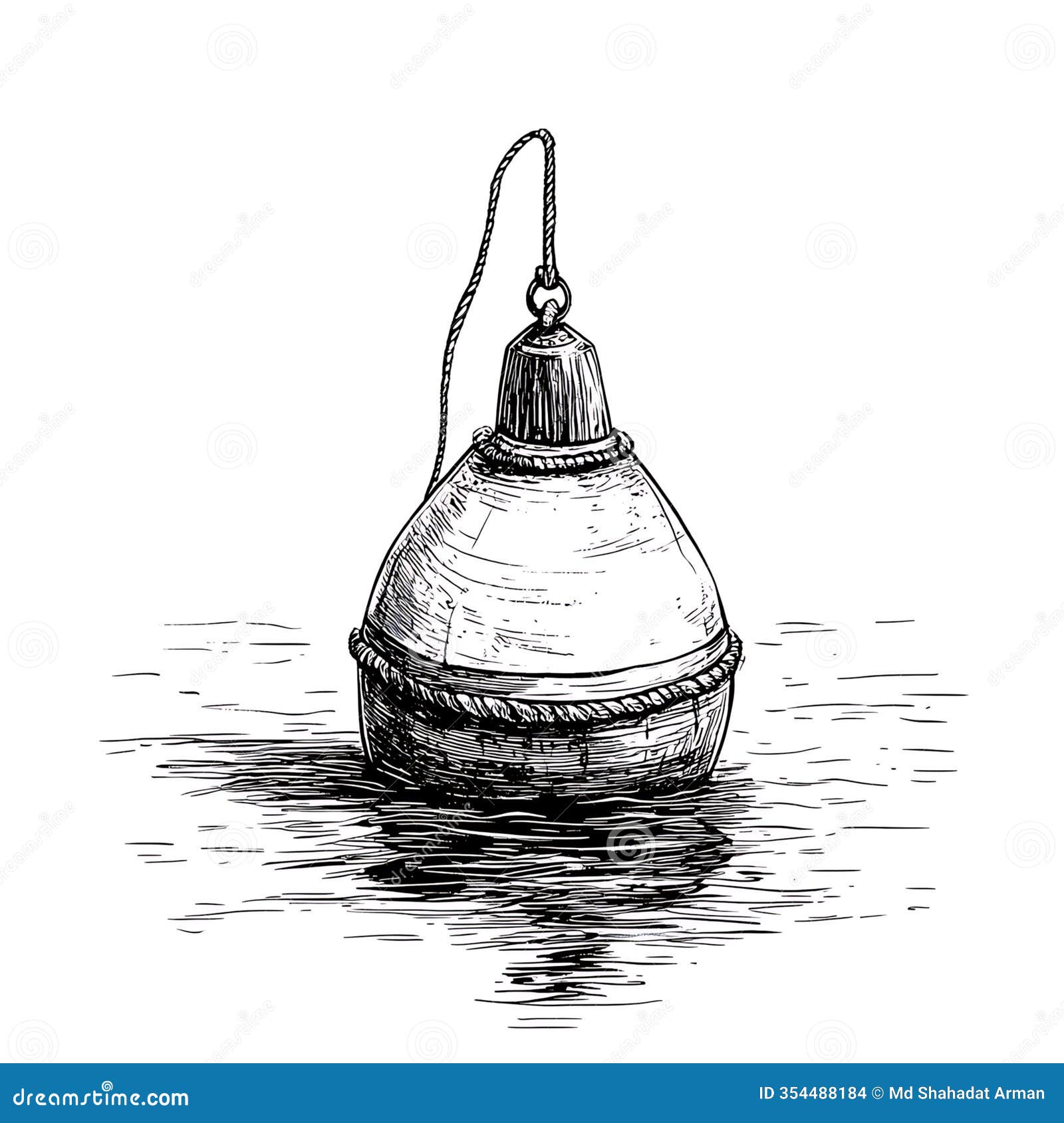 Hand-drawn Illustration of a Fishing Float on Water Stock Illustration ...