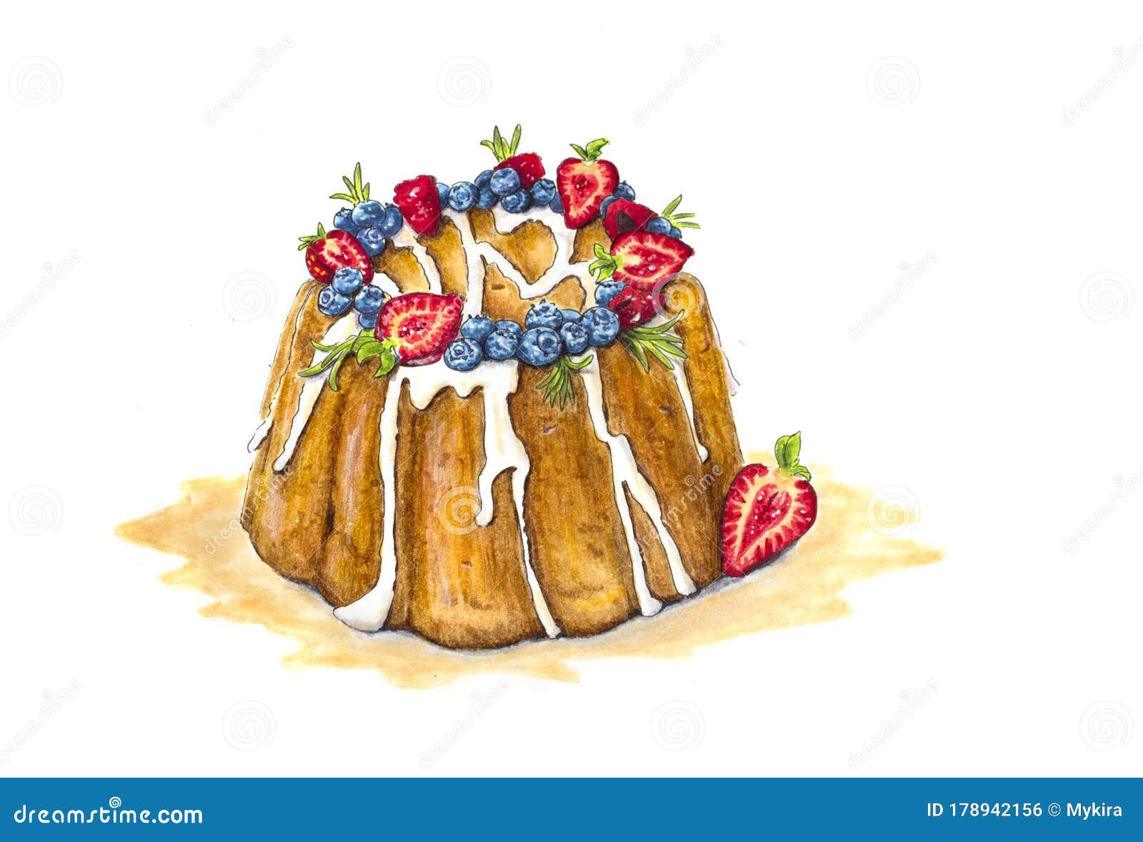 Hand Drawn Illustration of a Fruit Cake Stock Illustration ...
