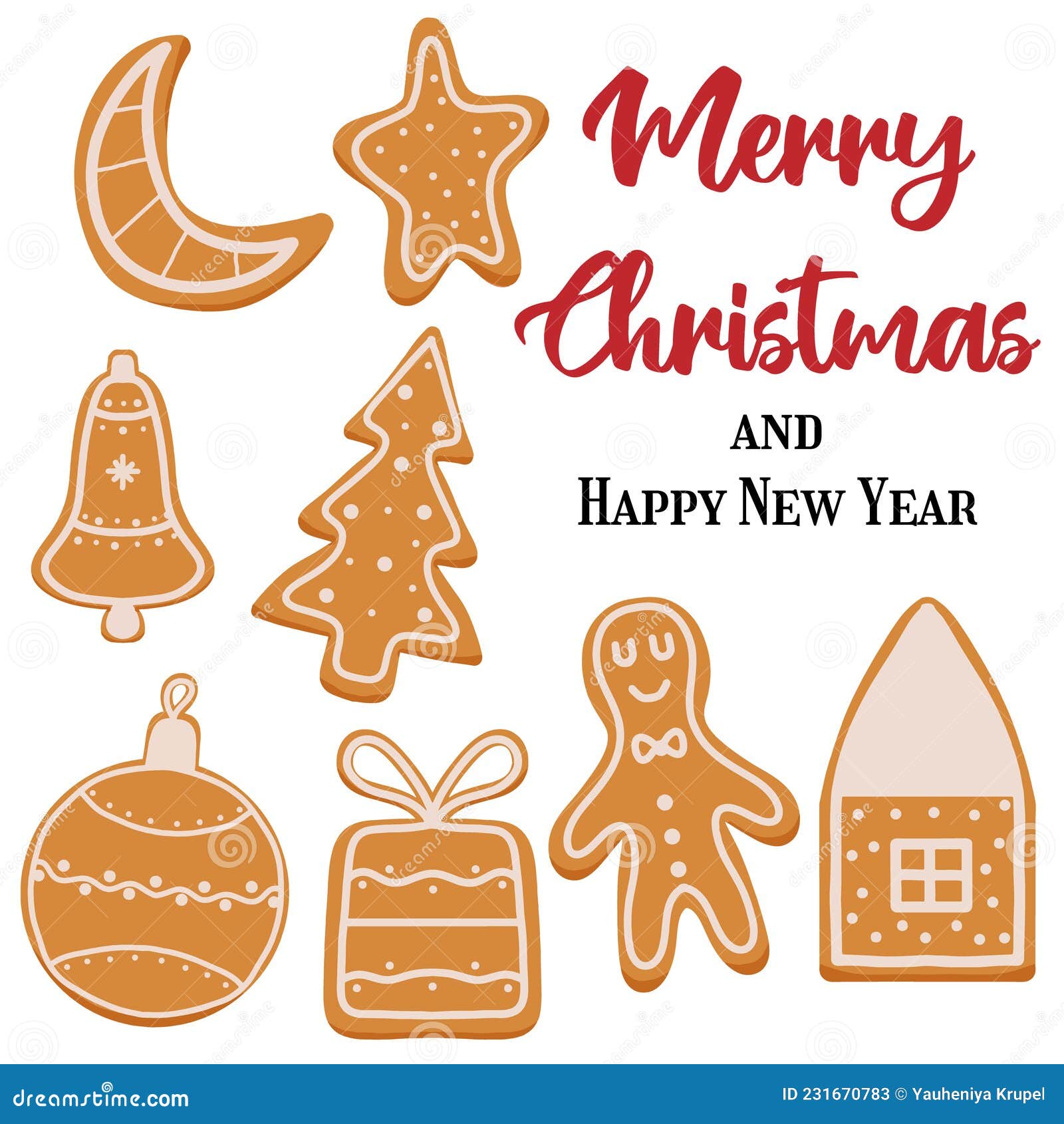 Hand-drawn Illustration of Gingerbread Tree. Christmas Card. Christmas ...