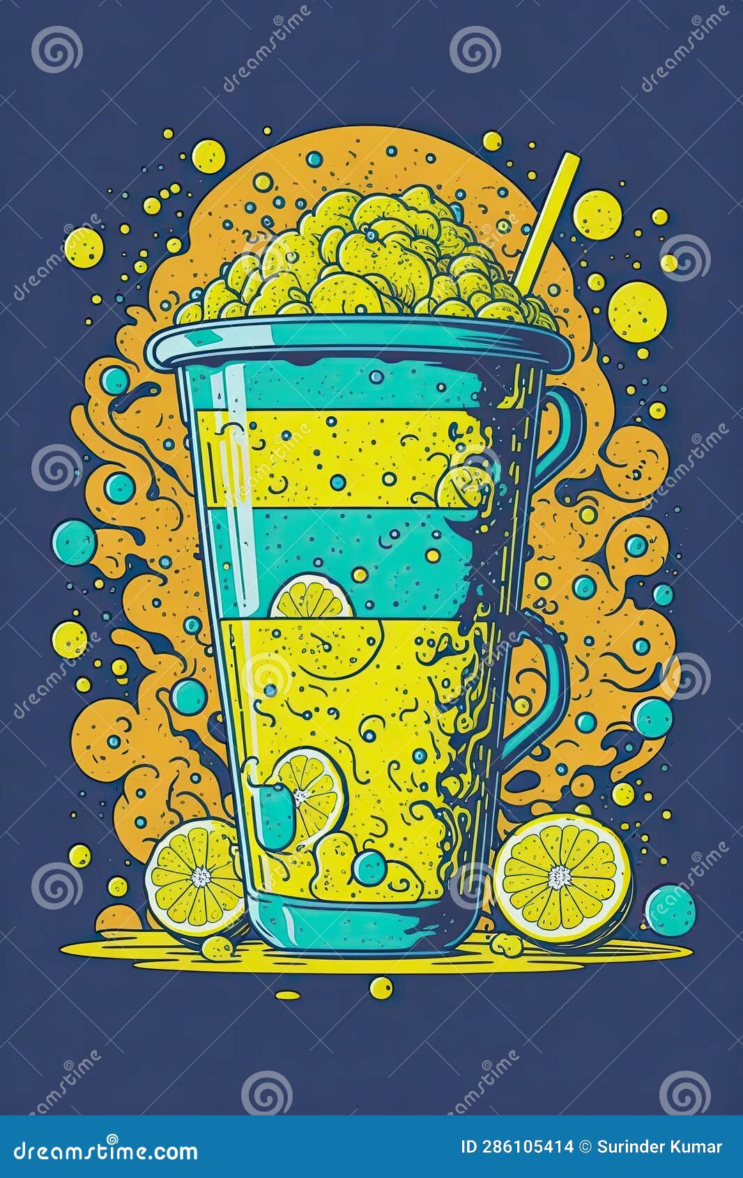 Hand Drawn Illustration of a Glass of Lemonade. Vector Illustration ...