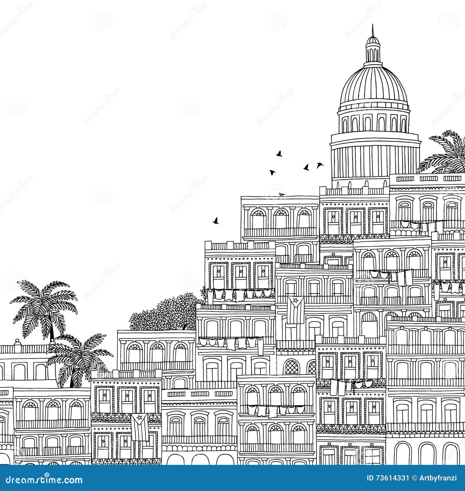 Hand Drawn Illustration of Havana Stock Vector - Illustration of ...