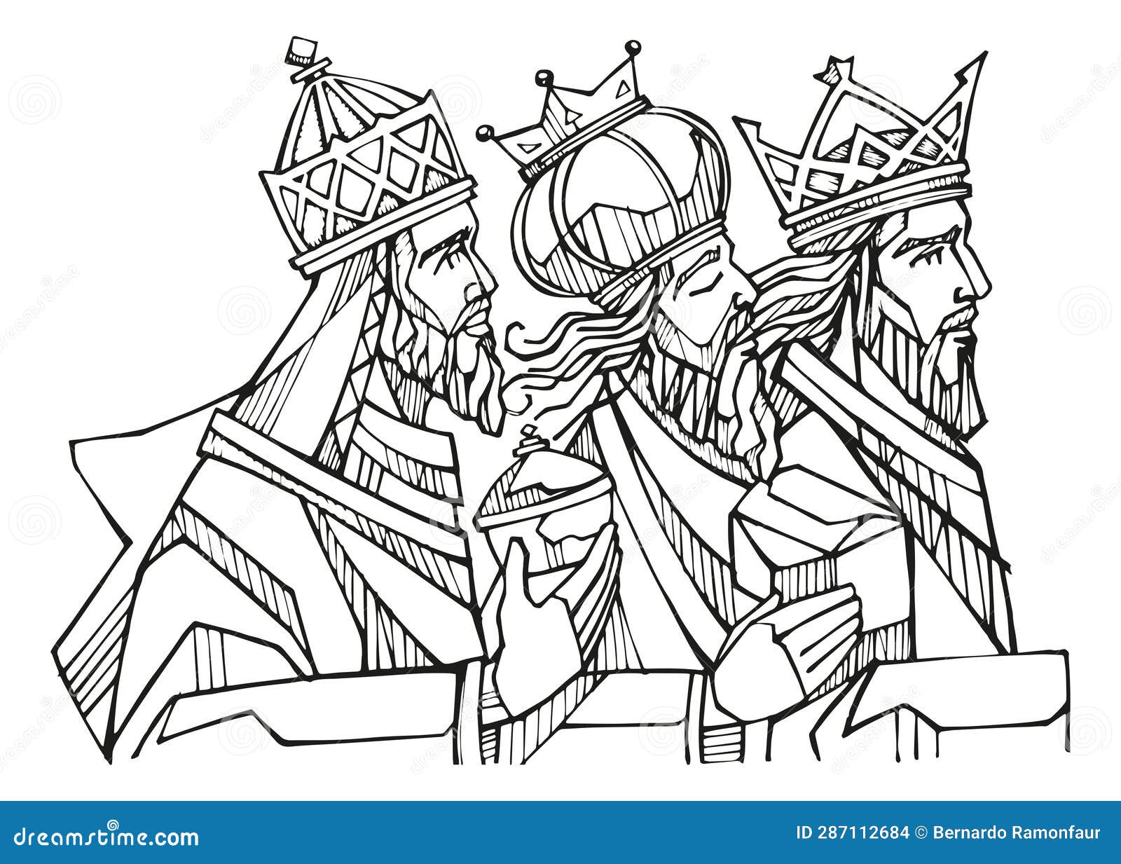 Hand Drawn Illustration of the Holy Kings Stock Vector - Illustration ...