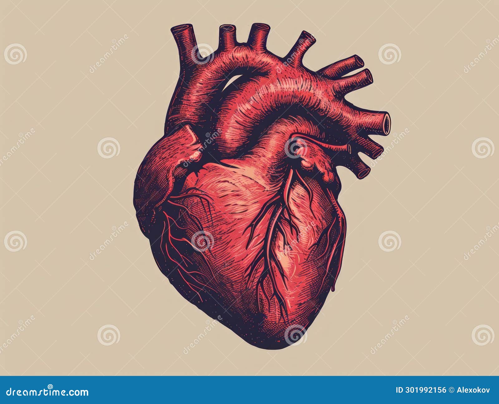 Hand Drawn Illustration of Human Heart in Engraving Style. Generative ...