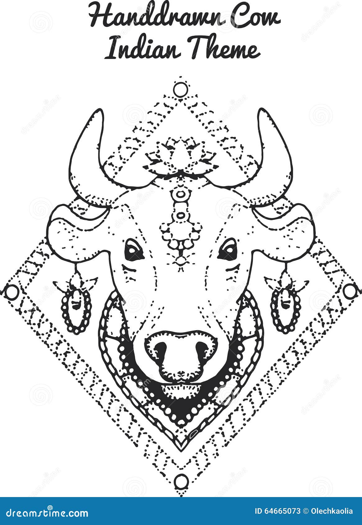 Hand Drawn Illustration of Indian Cow Stock Vector - Illustration of ...