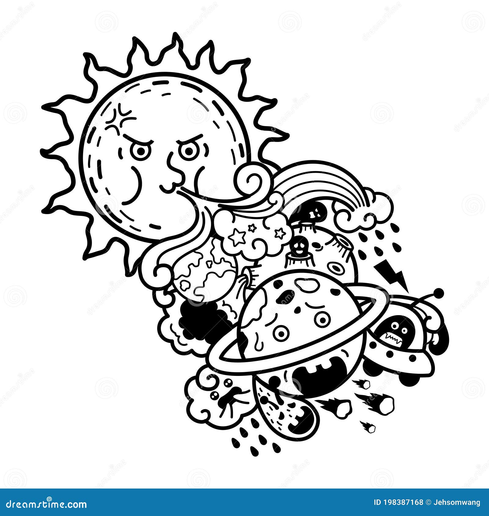 Hand Drawn Solar System Vector Stock Vector - Illustration of astrology ...