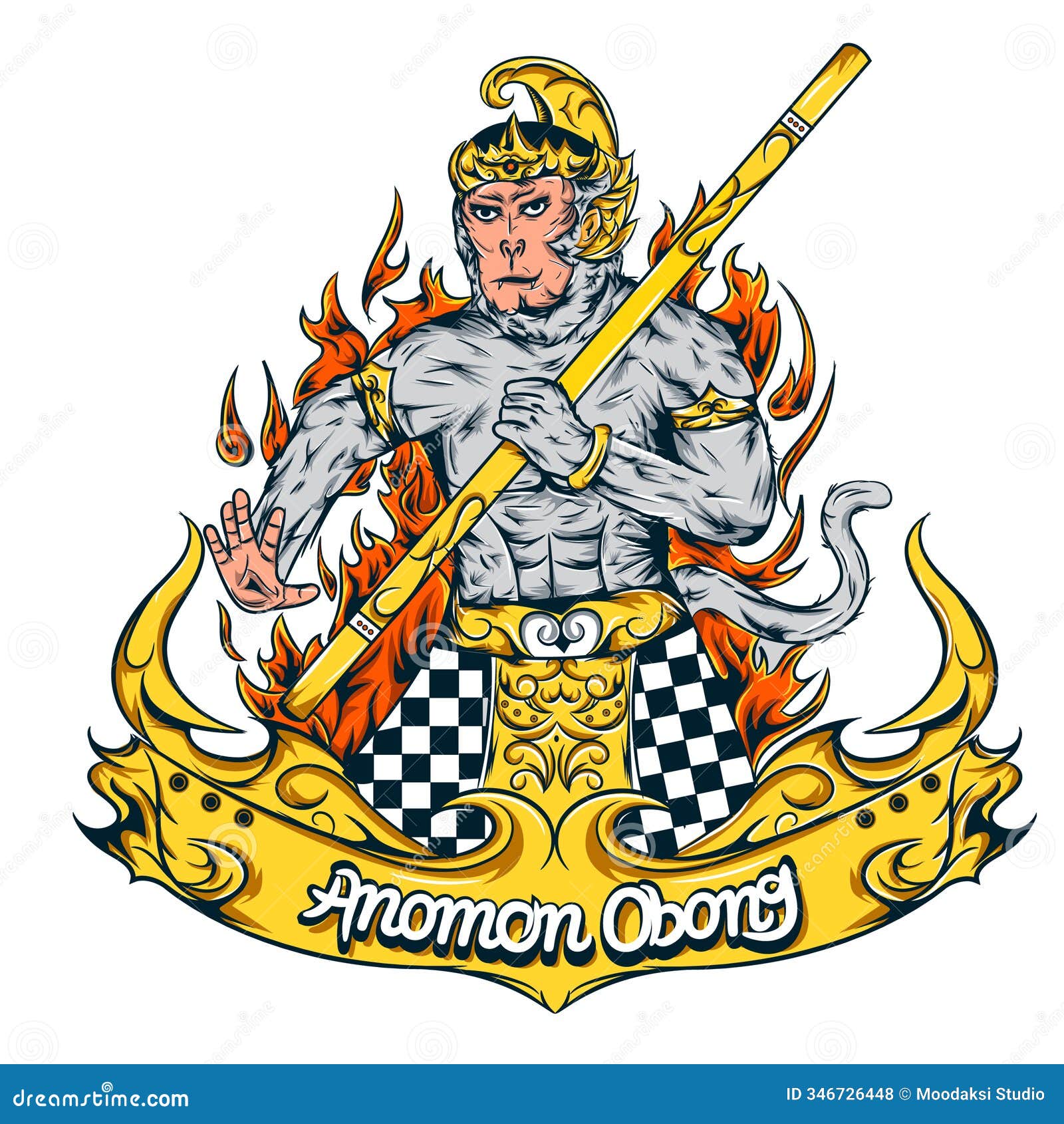 Hand Drawn Illustration Of Javanese White Monkey Hanuman Puppet ...