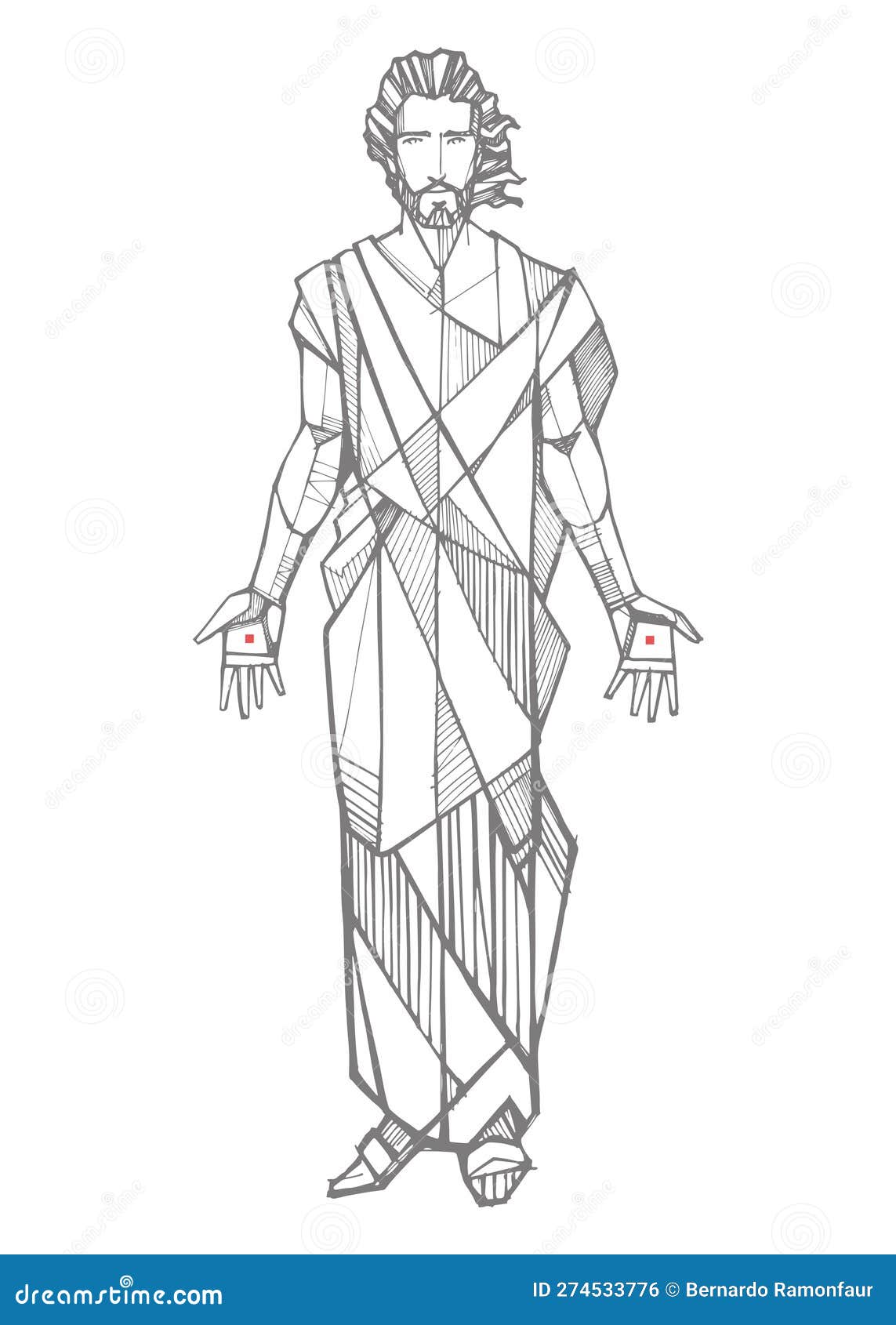 Hand Drawn Illustration of Jesus Risen Stock Vector - Illustration of ...