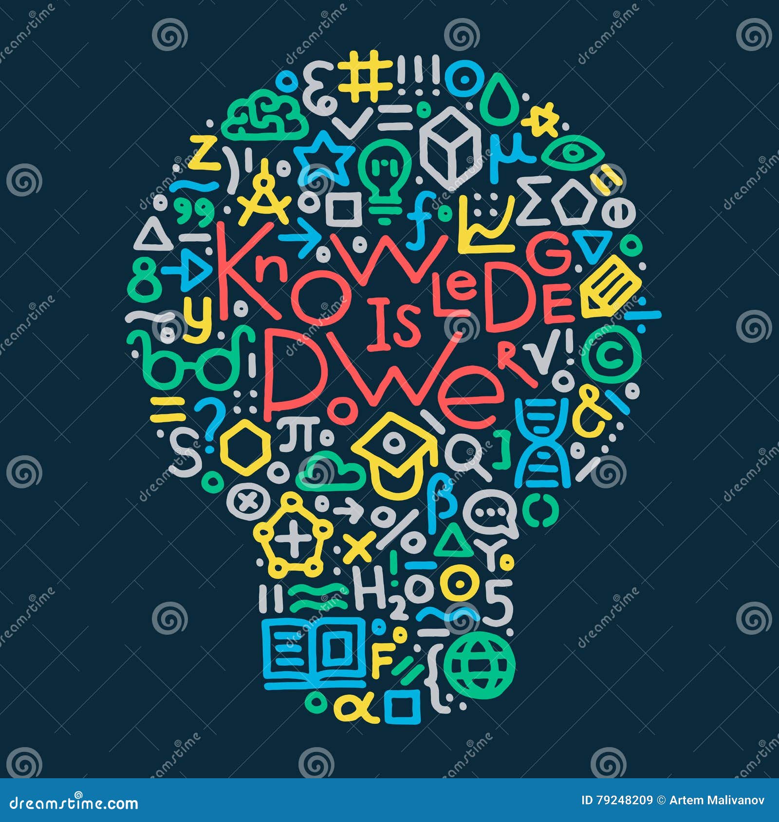 Hand Drawn Illustration. Knowledge is Power. Design Element for Stock ...