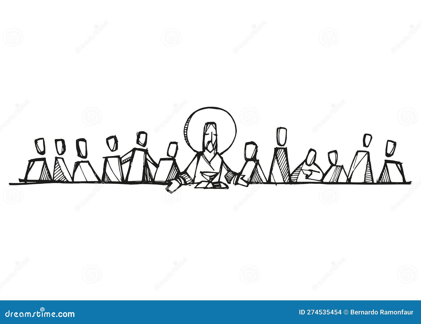 Hand Drawn Illustration of the Last Dinner Stock Vector - Illustration ...