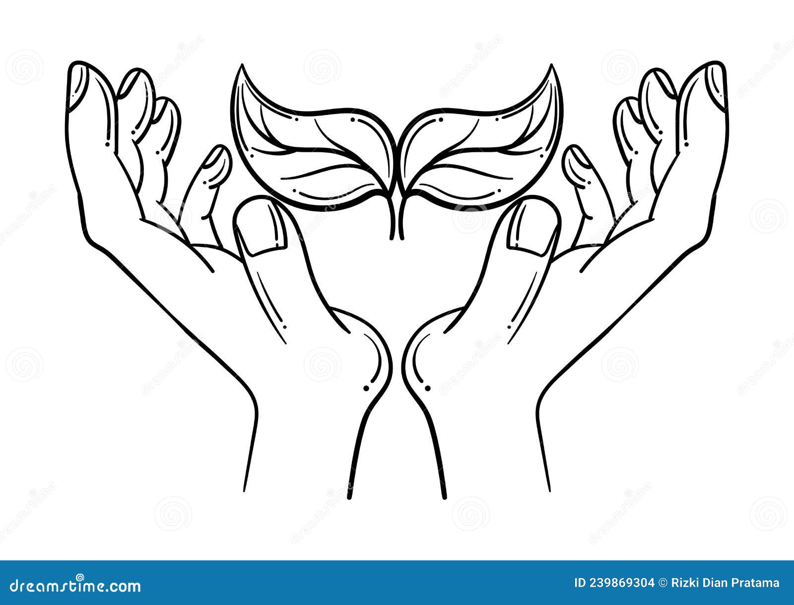 Hand Drawn Illustration of a Hand and a Leaf Stock Vector ...