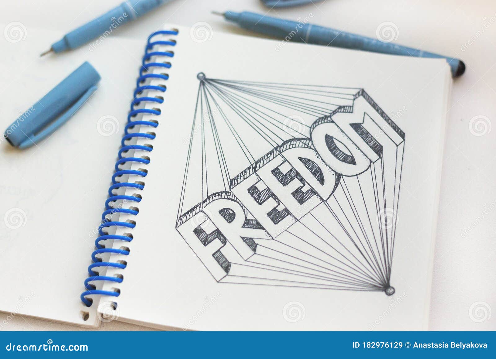 Hand Drawn Illustration with Hand Lettering:â€œFreedomâ€ Stock Image ...