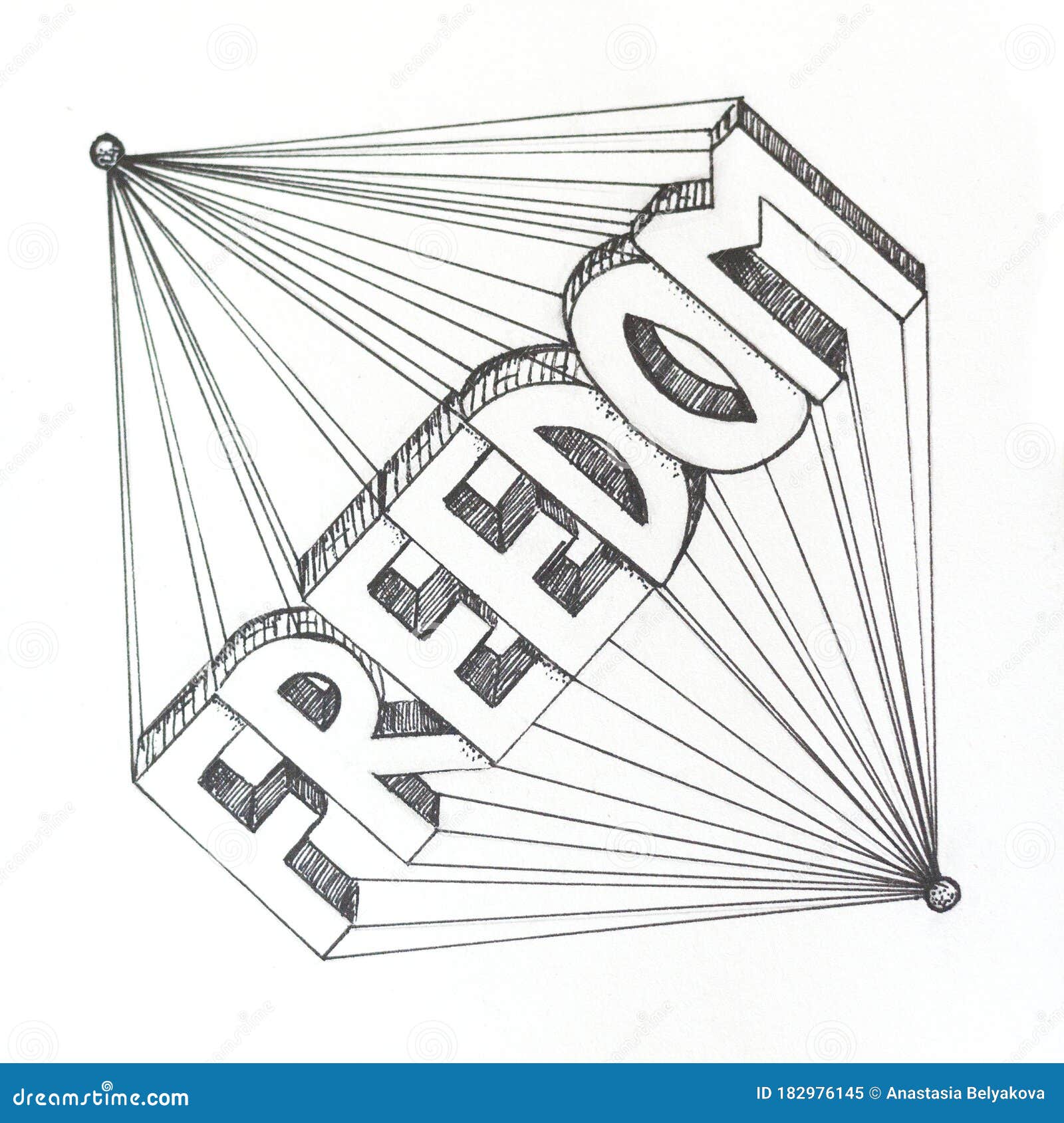 Hand Drawn Illustration with Hand Lettering:“Freedom” Stock Image ...