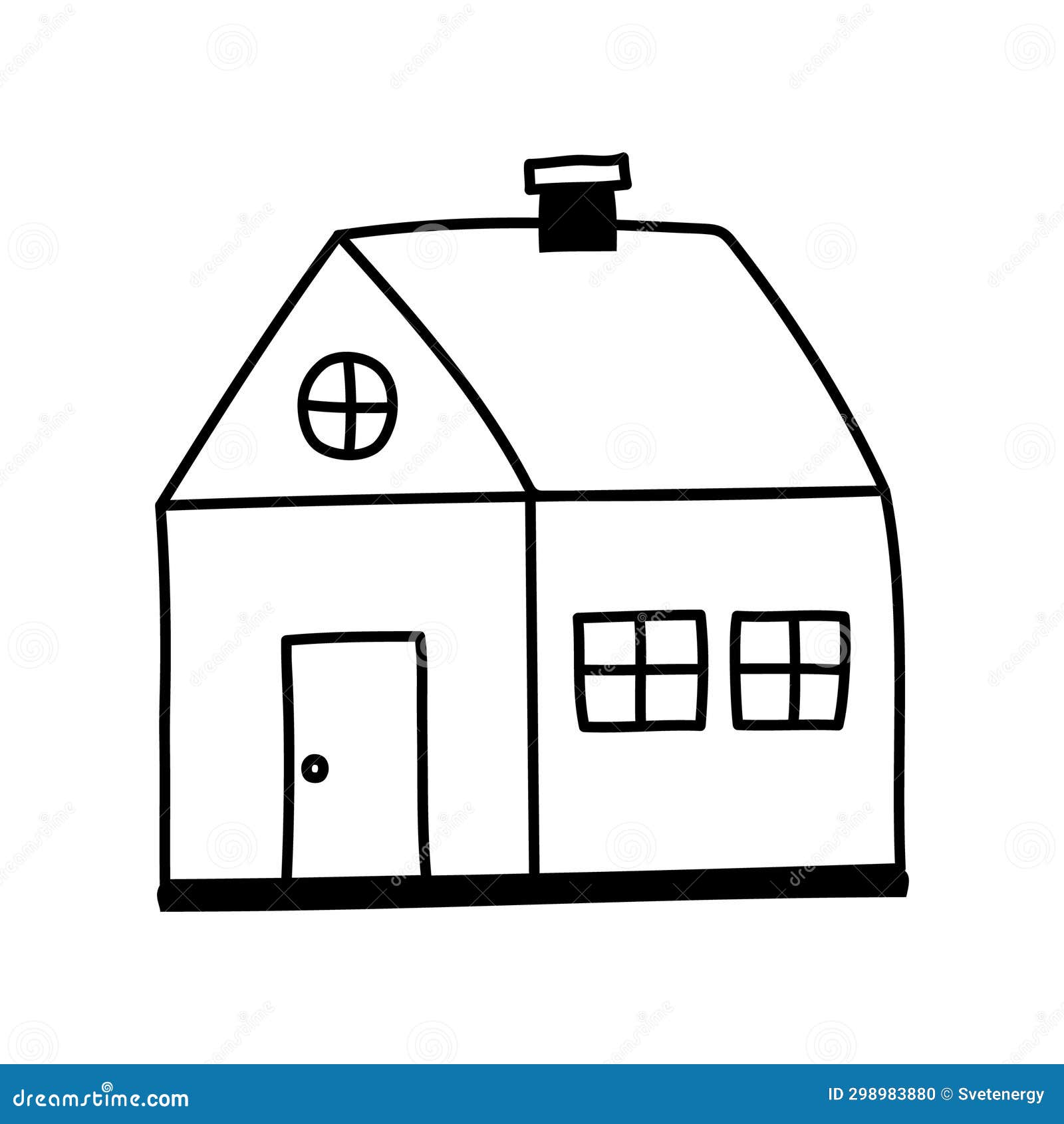 Hand Drawn Illustration of Little House on White Background. Stock ...