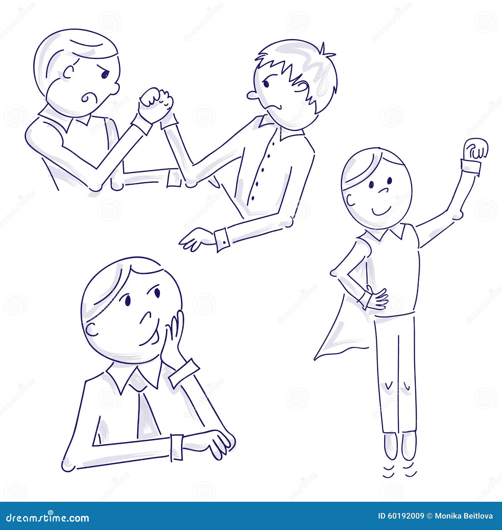 Superhero Thinking Cartoon Vector | CartoonDealer.com #46112927