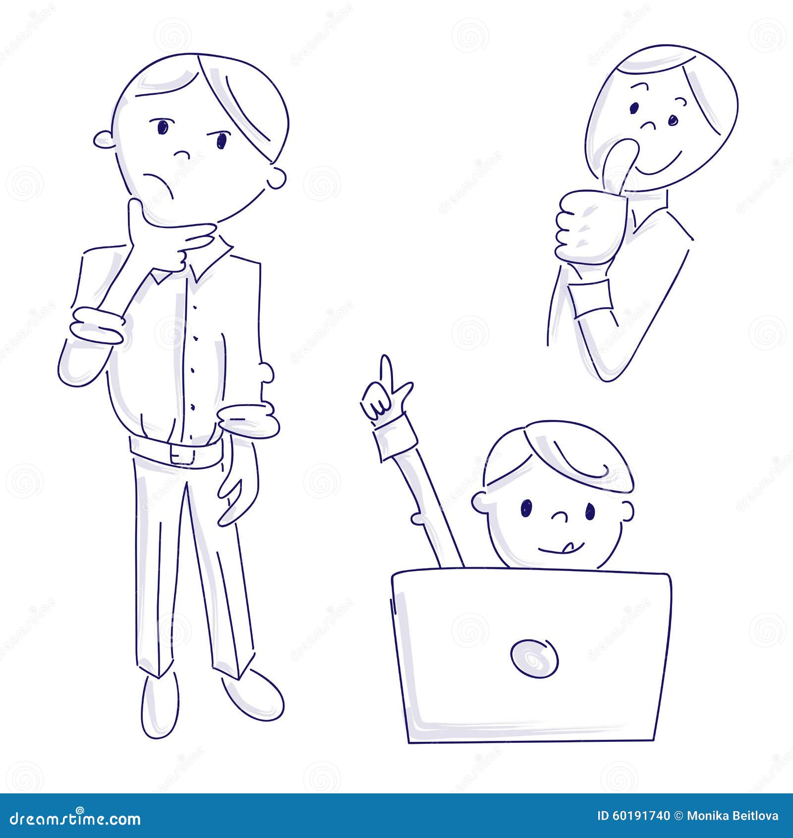 Hand Drawn Illustration with Managers Stock Vector - Illustration of ...