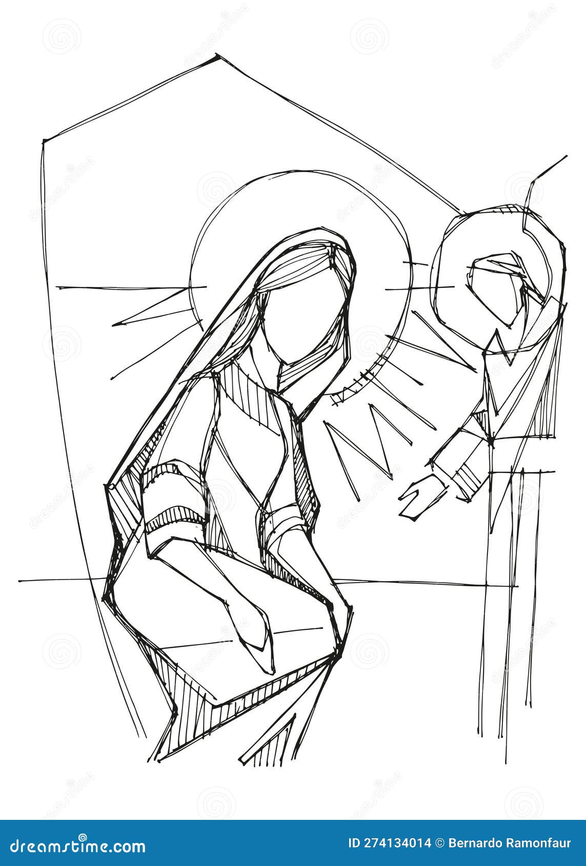 Hand Drawn Illustration of Mary Stock Vector - Illustration of ...