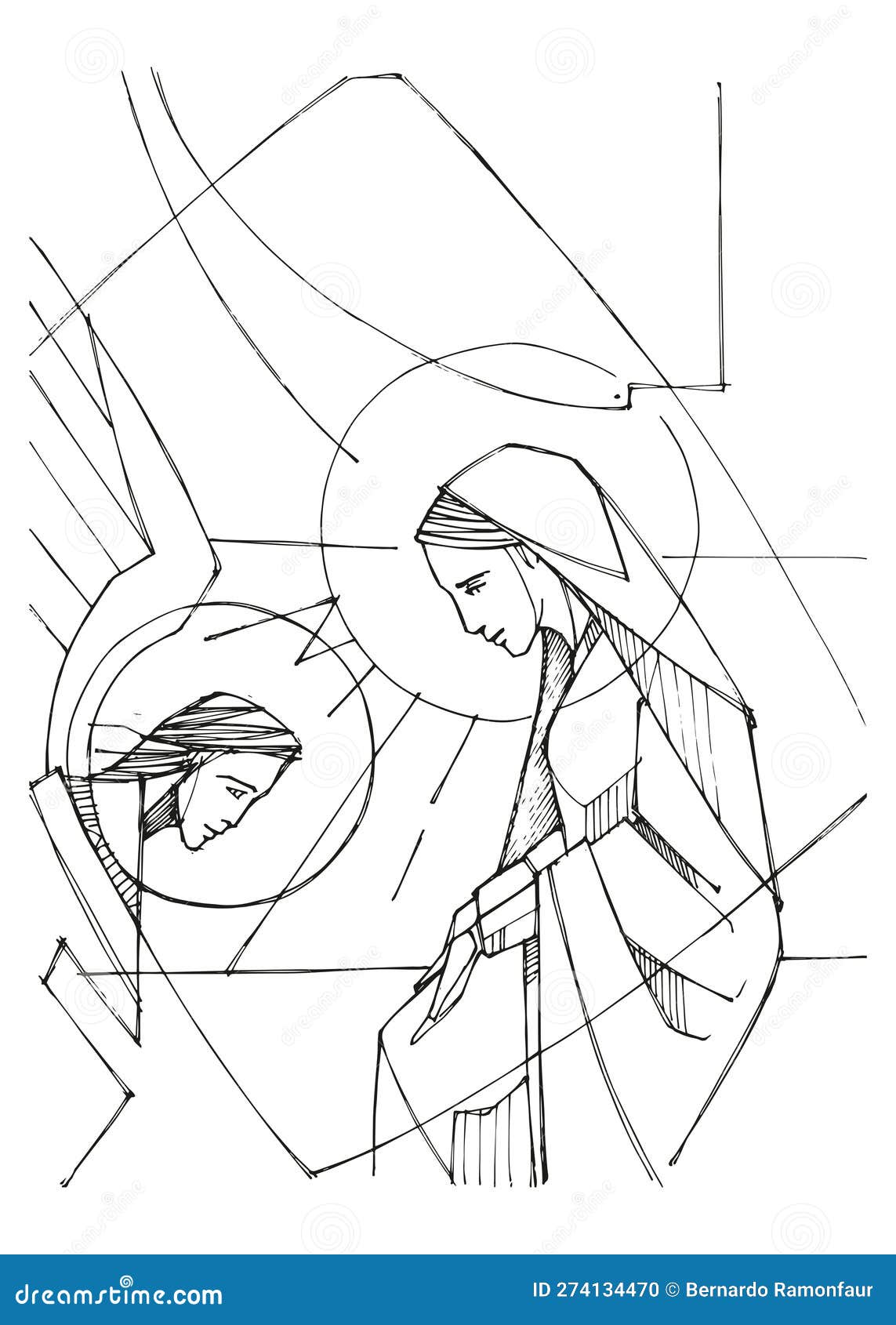 Hand Drawn Illustration of Mary Stock Vector - Illustration of faith ...