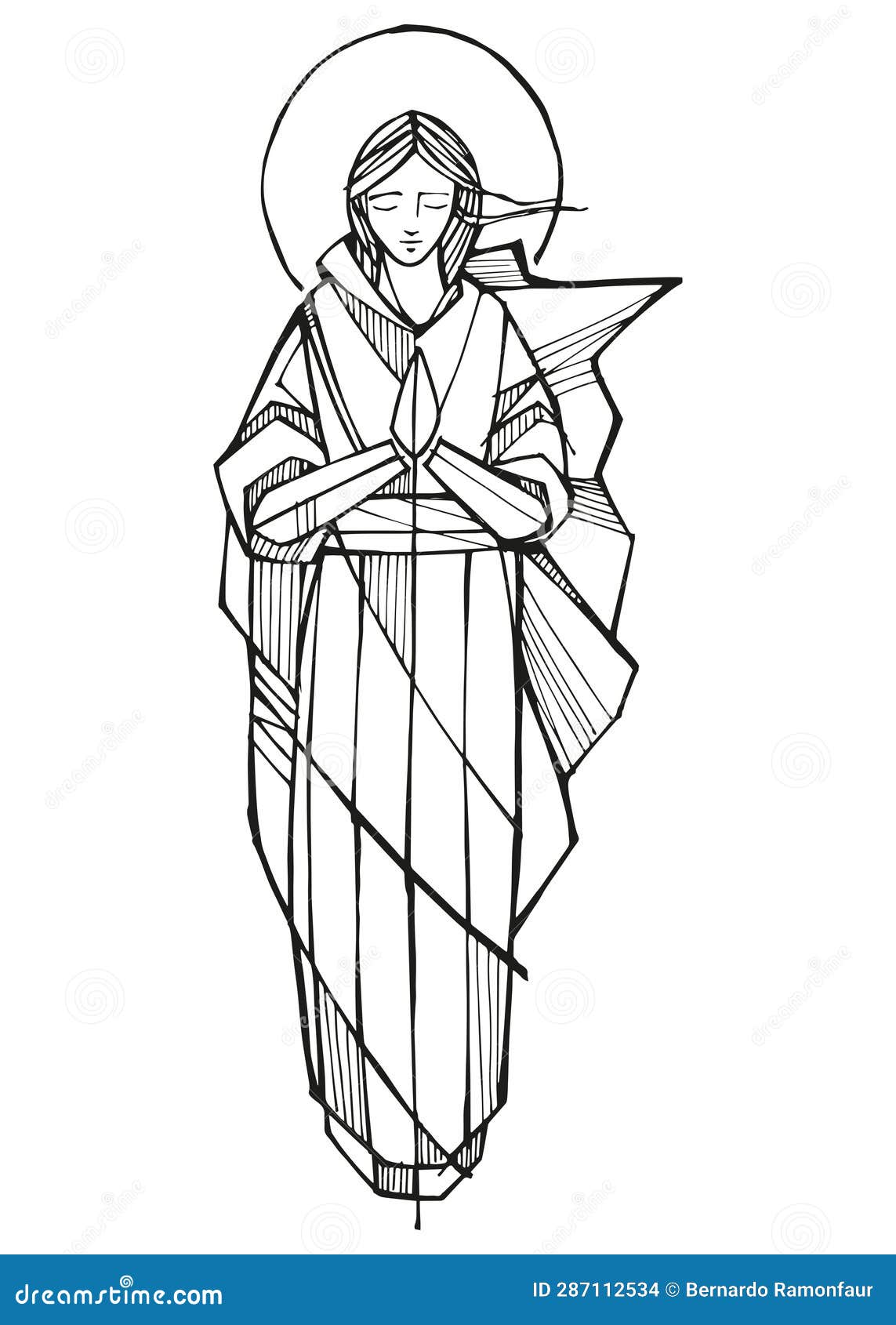 Hand Drawn Illustration of Mary Stock Vector - Illustration of catholic ...