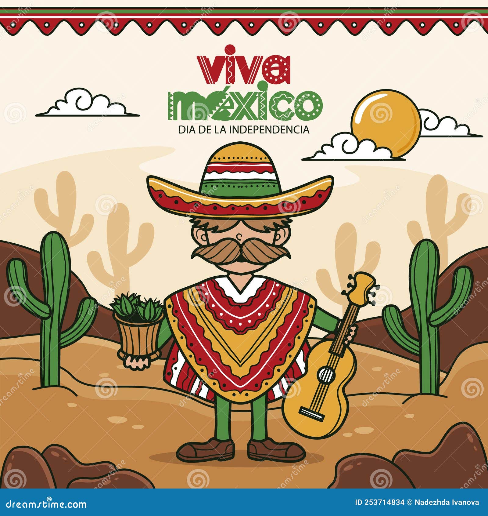 Hand Drawn Illustration for Mexico Independence Celebration Vector ...