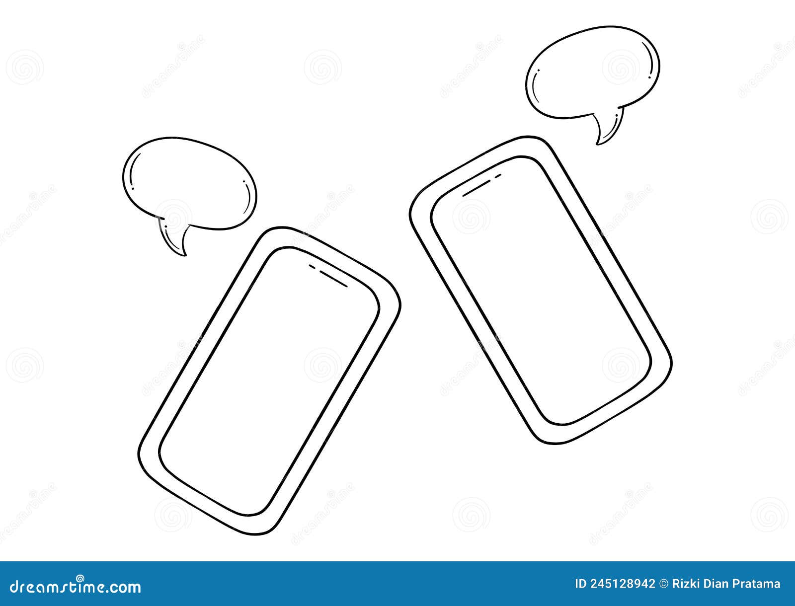 Hand Drawn Illustration of Mobile Phone with Text Box Stock Vector ...