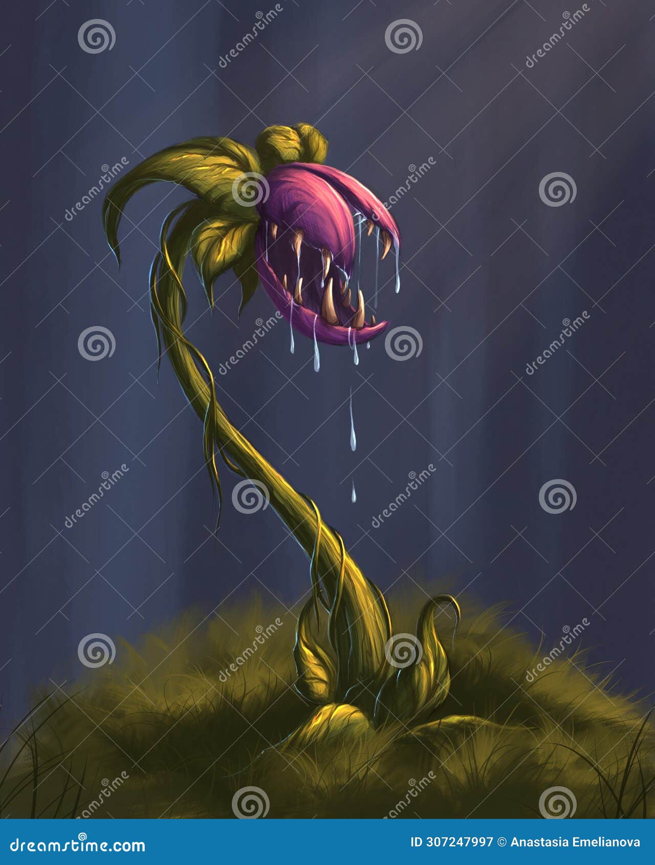 Hand Drawn Illustration of a Monster Plant Stock Illustration ...