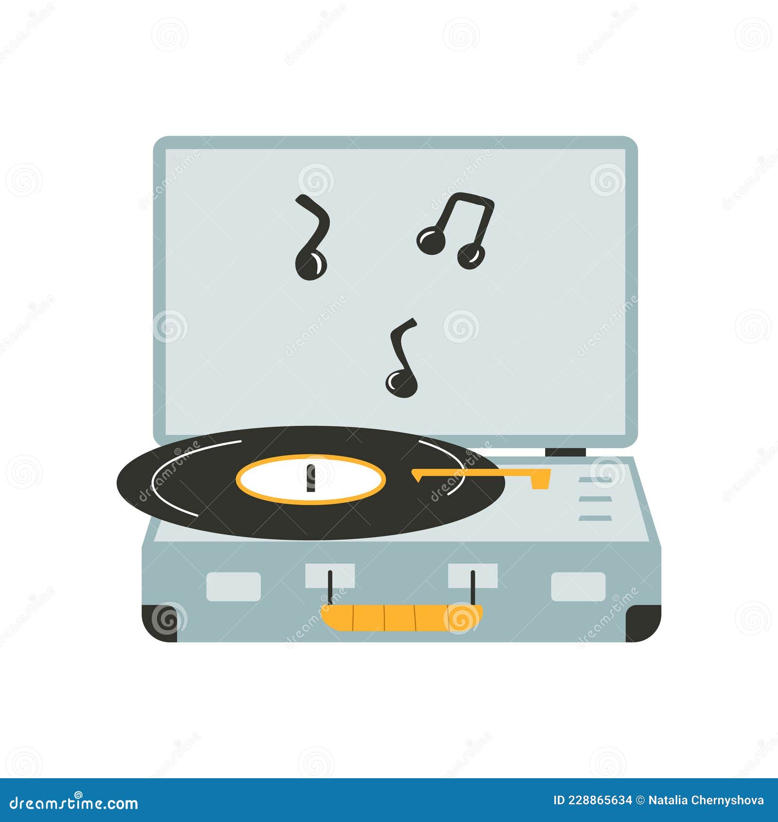 Hand Drawn Illustration of a Music Record Player Stock Vector ...
