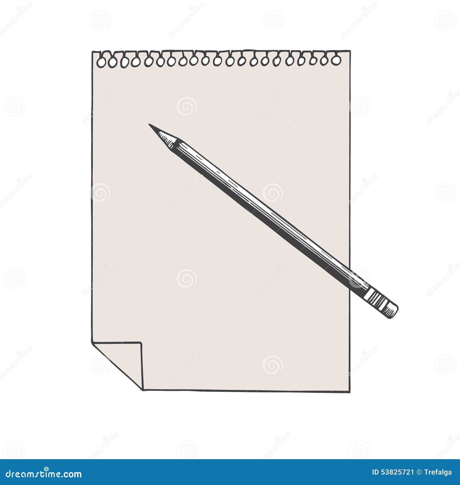 Hand Drawn Illustration of a Note and Pencil on a White Stock Vector ...