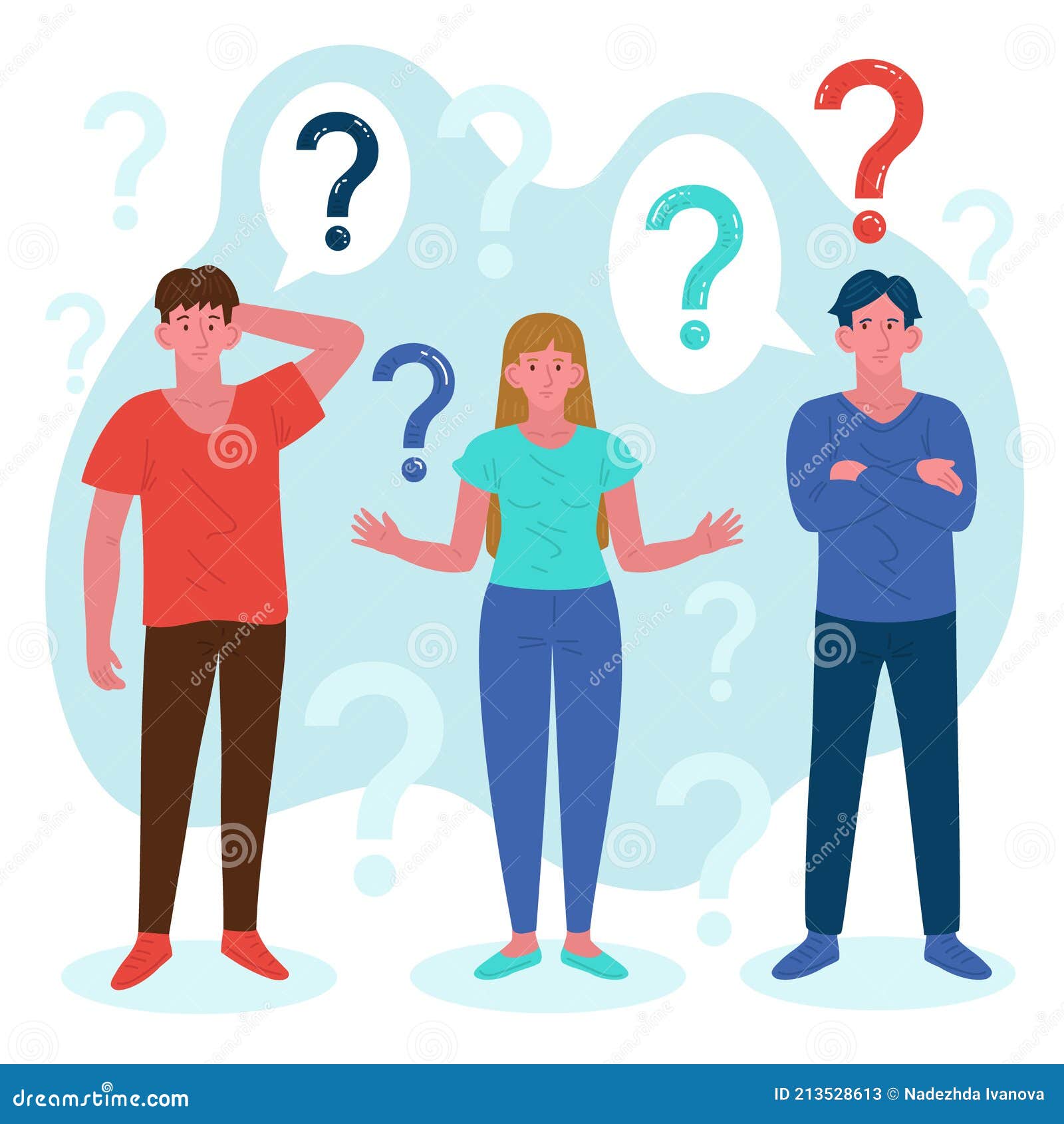 Hand Drawn Illustration People Asking Questions Vector Illustration ...