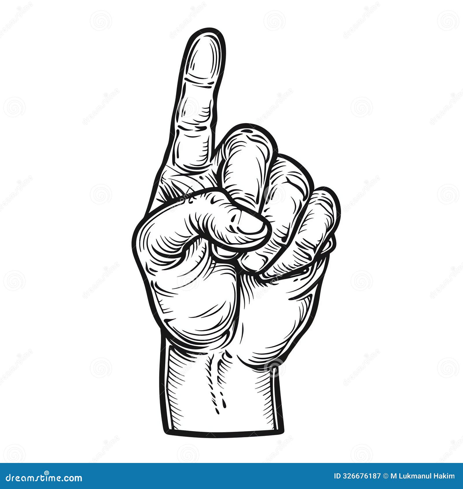 Hand Drawn Illustration of a Pointing Finger. Concept of Attention ...