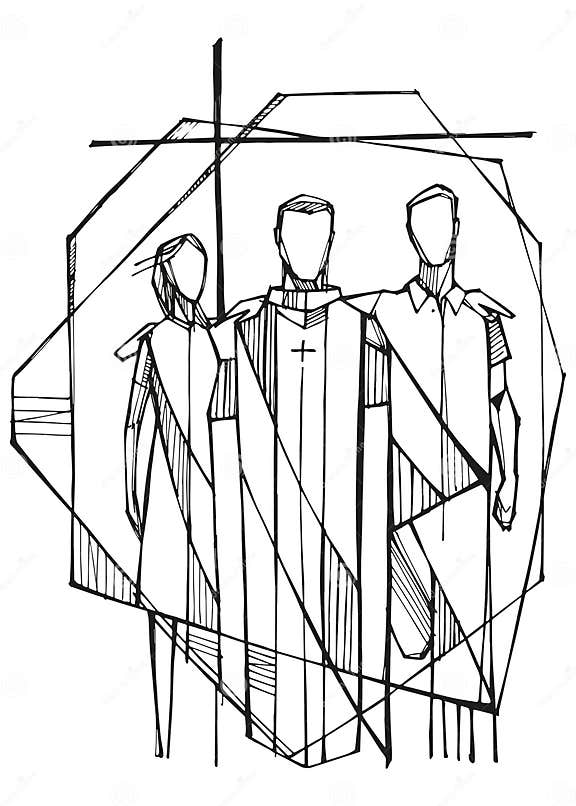 Hand Drawn Illustration of Priests Stock Illustration - Illustration of ...