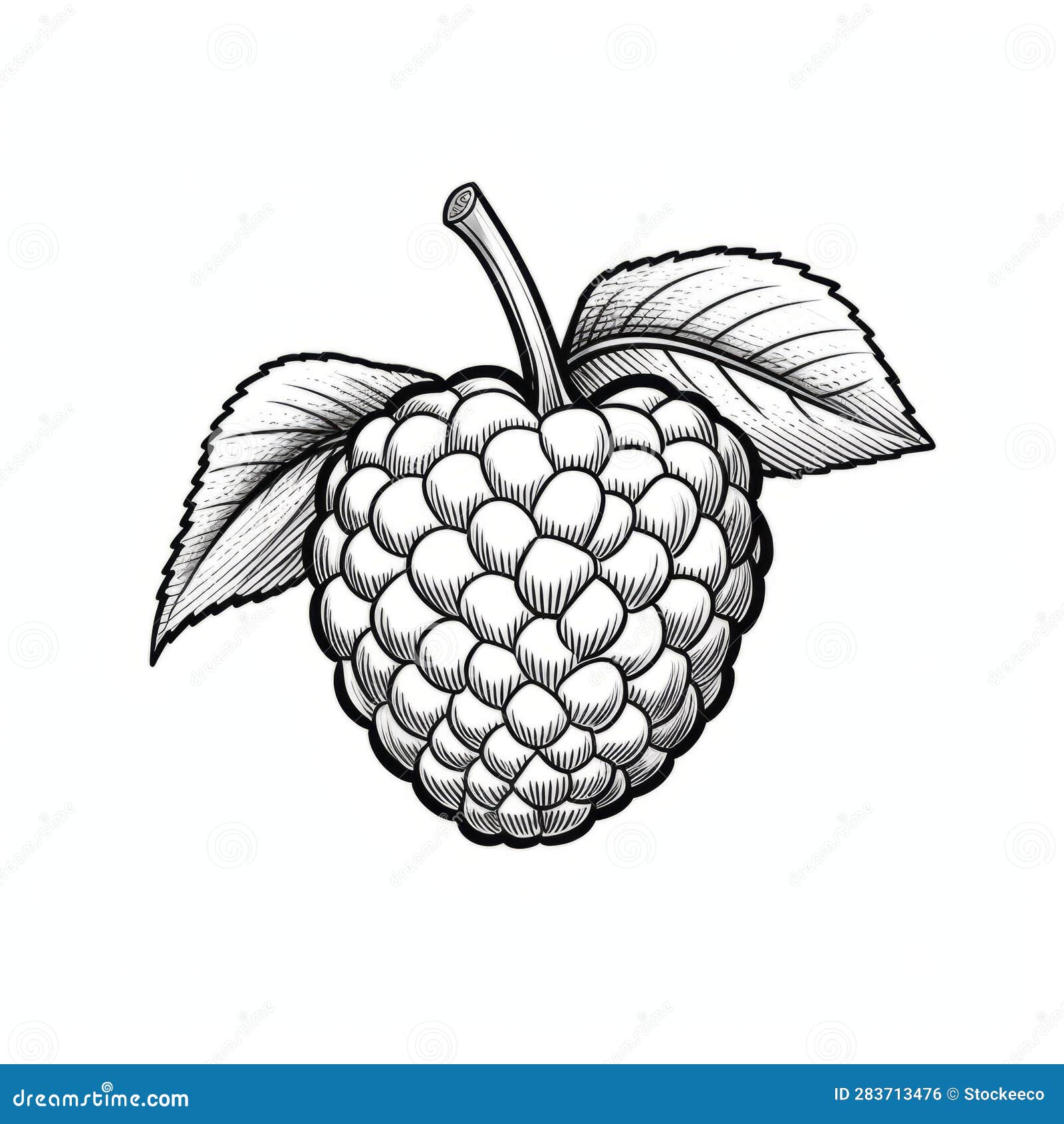 Sharp Linework Black and White Raspberry Drawing in 8k Resolution Stock ...