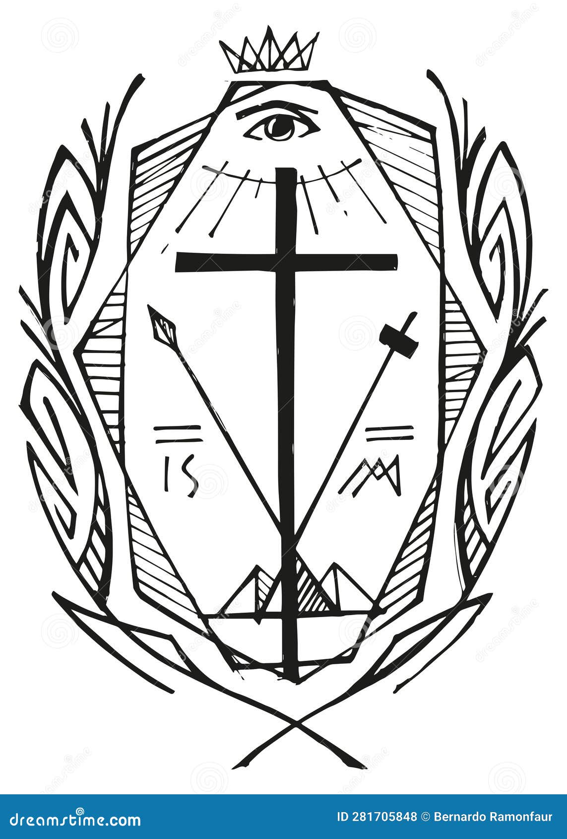 Hand Drawn Illustration of Redemptorist Shield Stock Vector ...