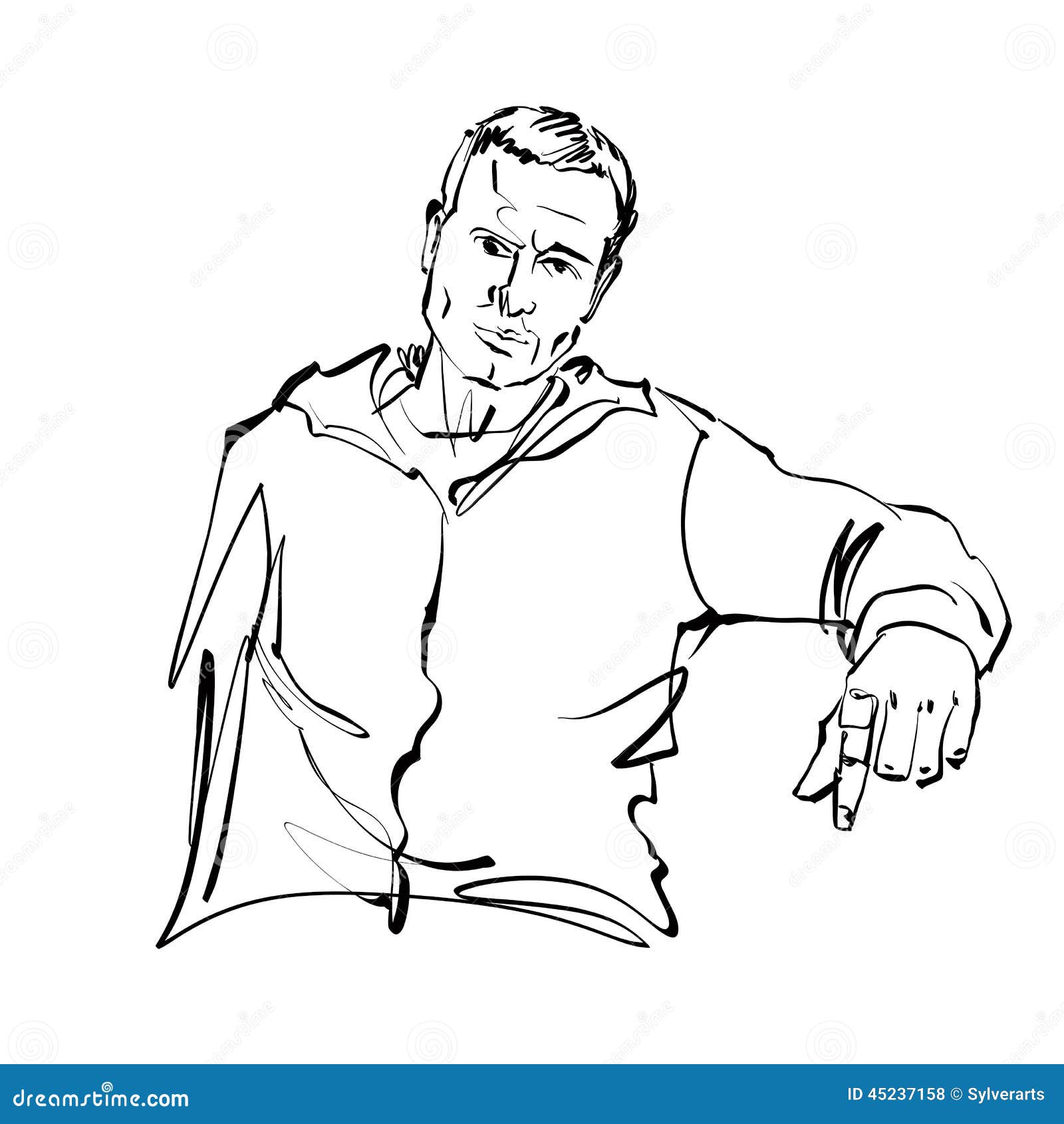 Hand Drawn Illustration of a Relaxed Sitting Man Stock Vector ...