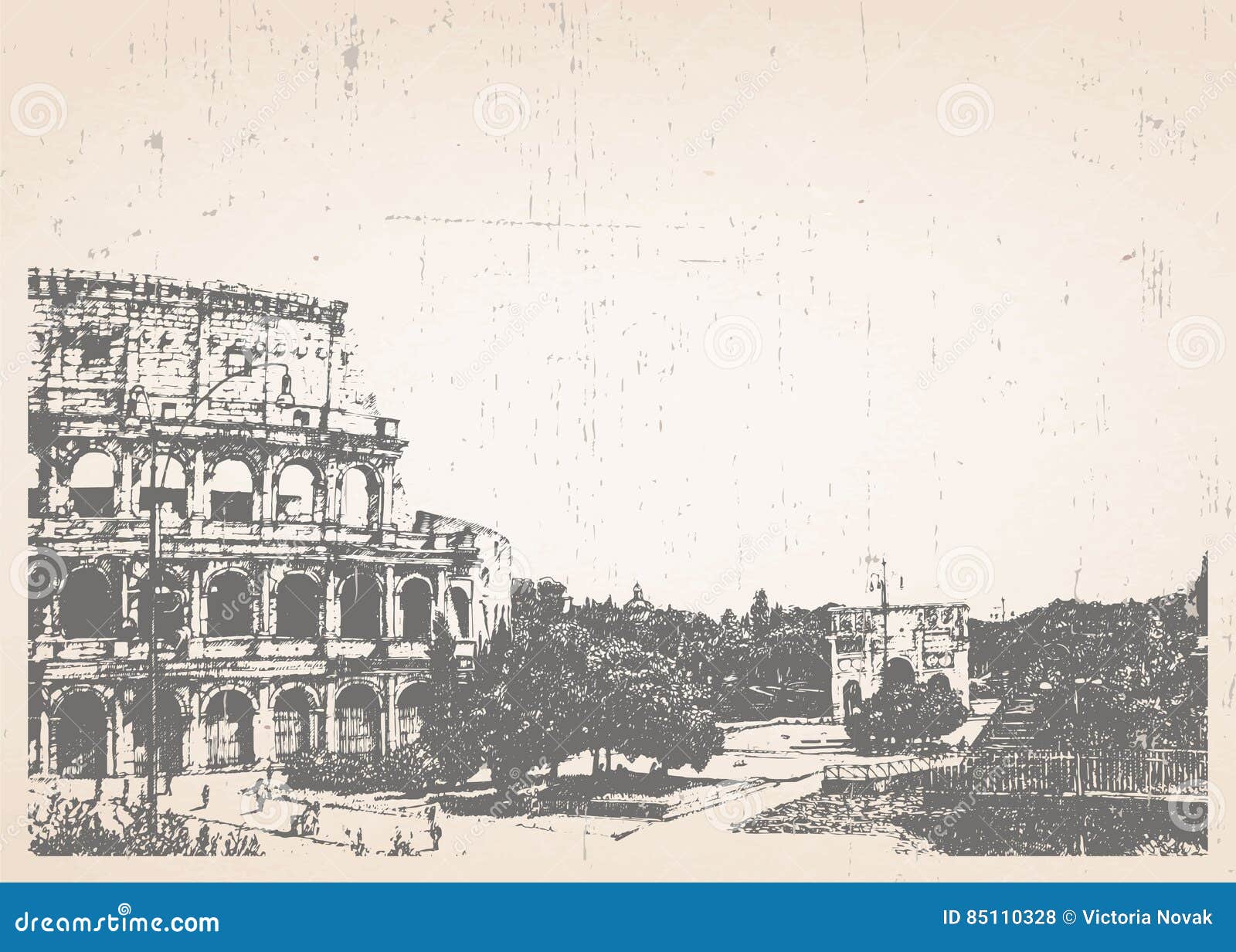 Hand-drawn Illustration of Rome. Coliseum Stock Vector - Illustration ...