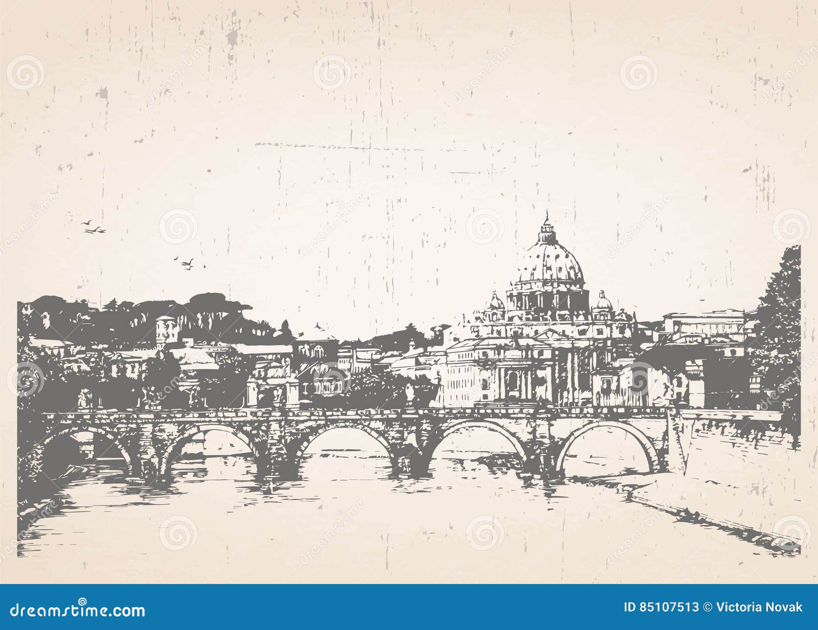Hand-drawn Illustration of Rome. Italy Stock Vector - Illustration of ...