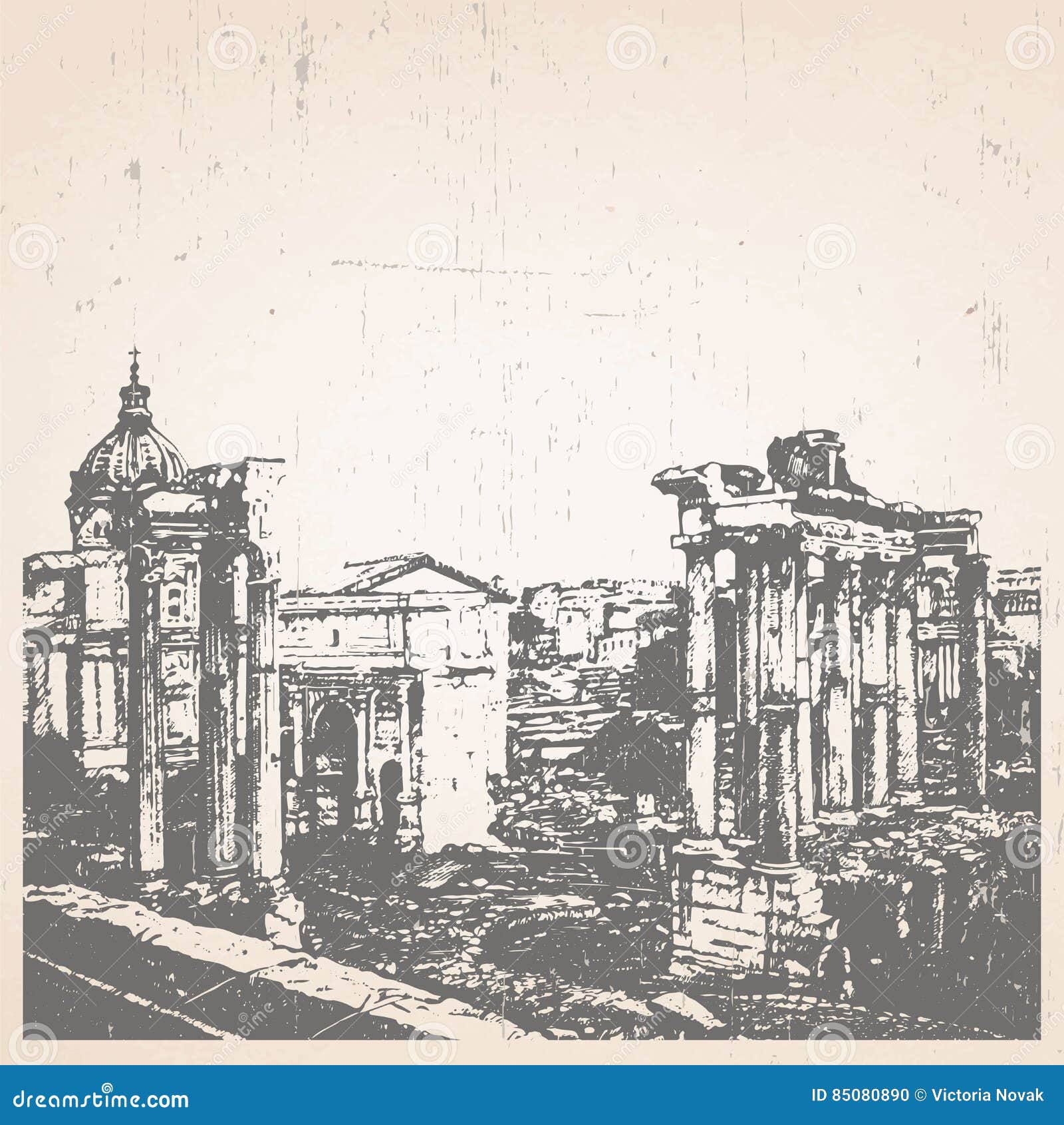 Hand-drawn Illustration of Rome. Stock Vector - Illustration of ride ...