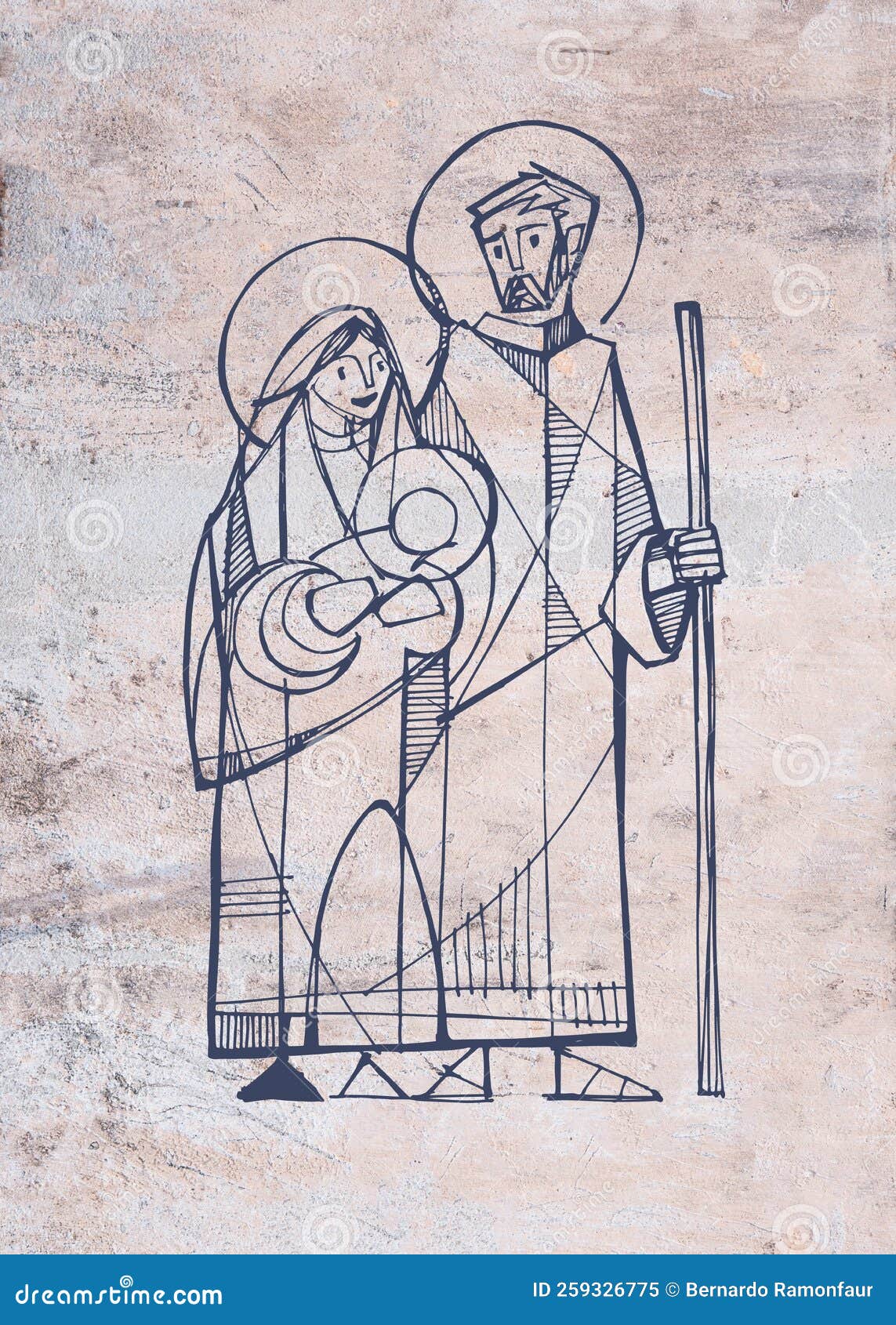 Hand Drawn Illustration of the Sacred Family Stock Illustration ...