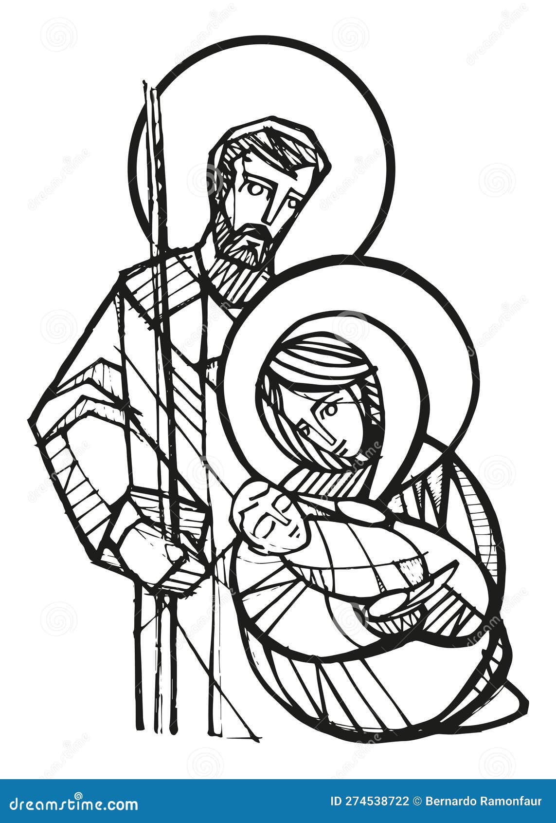 Hand Drawn Illustration of the Sacred Family Stock Vector ...